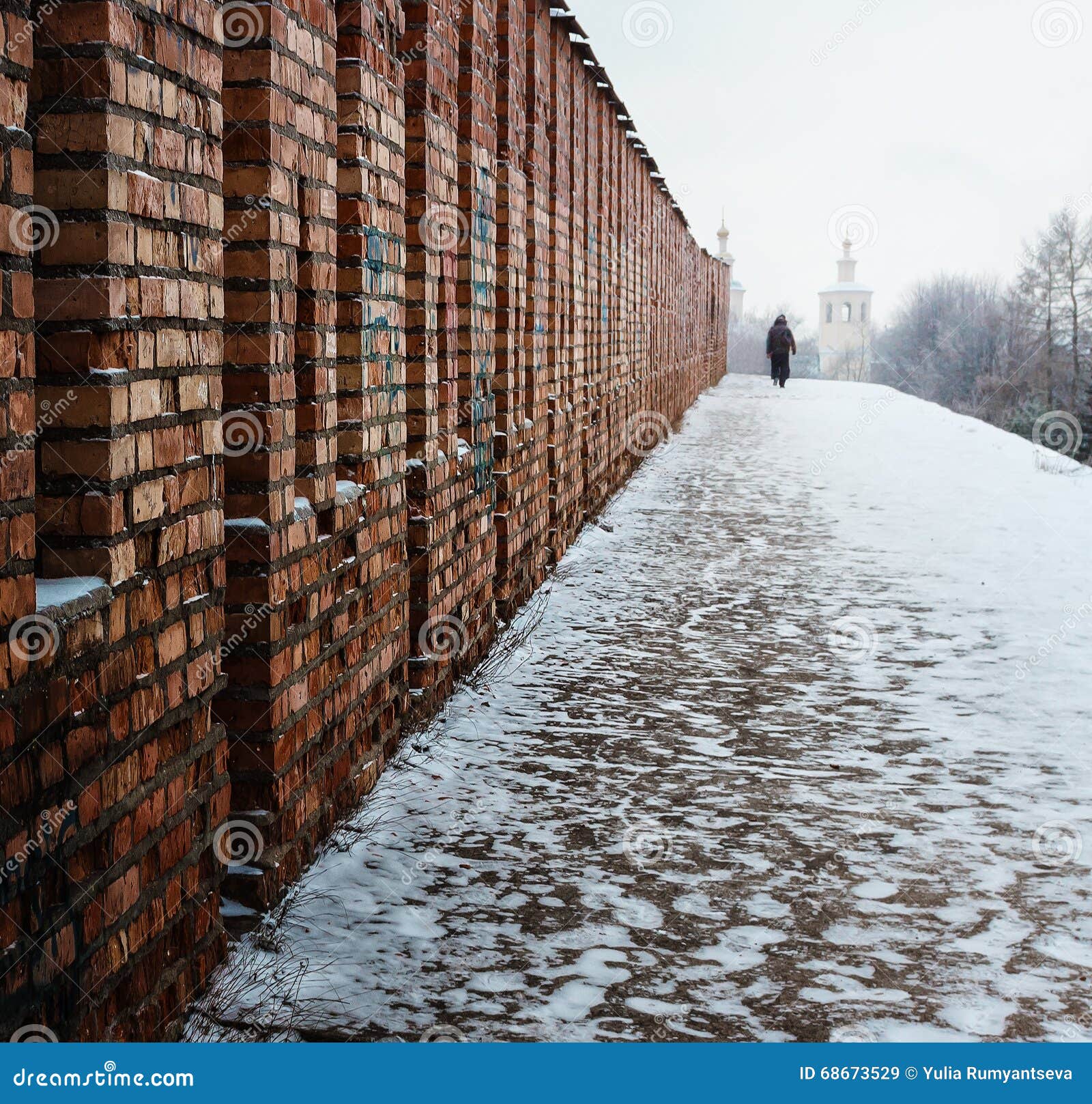Loneliness. Man is Walking Along the Wall Stock Image - Image of ...