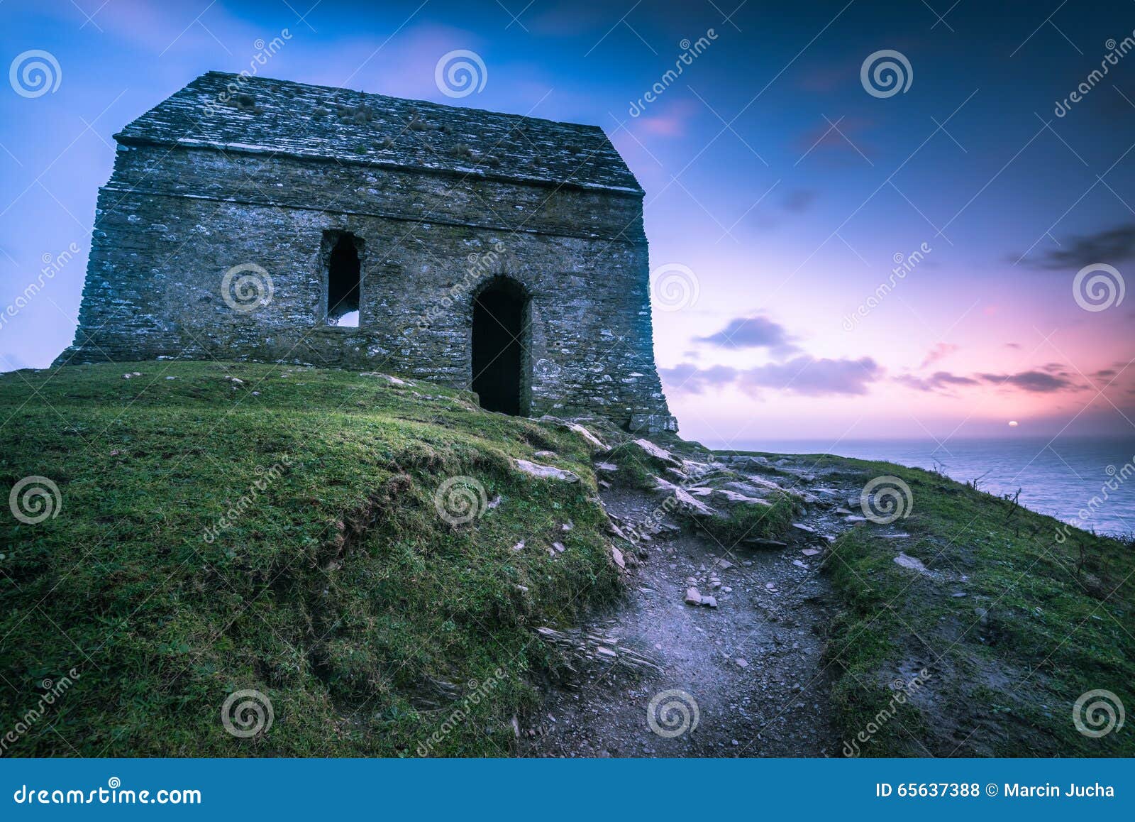 Lonely Ancient Chapel on Cornish Coast,UK Stock Photo - Image of rural ...