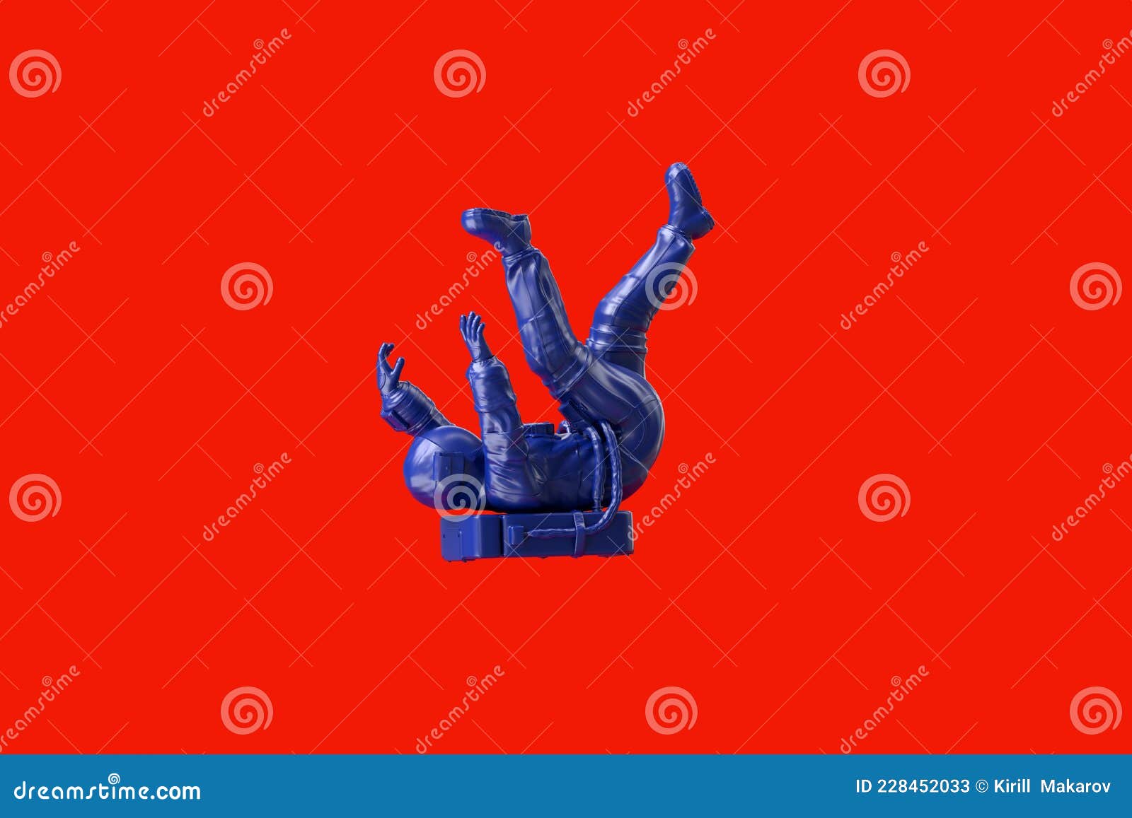 Lonely Astronaut Falling Down in Space. 3D Rendering Stock Illustration ...