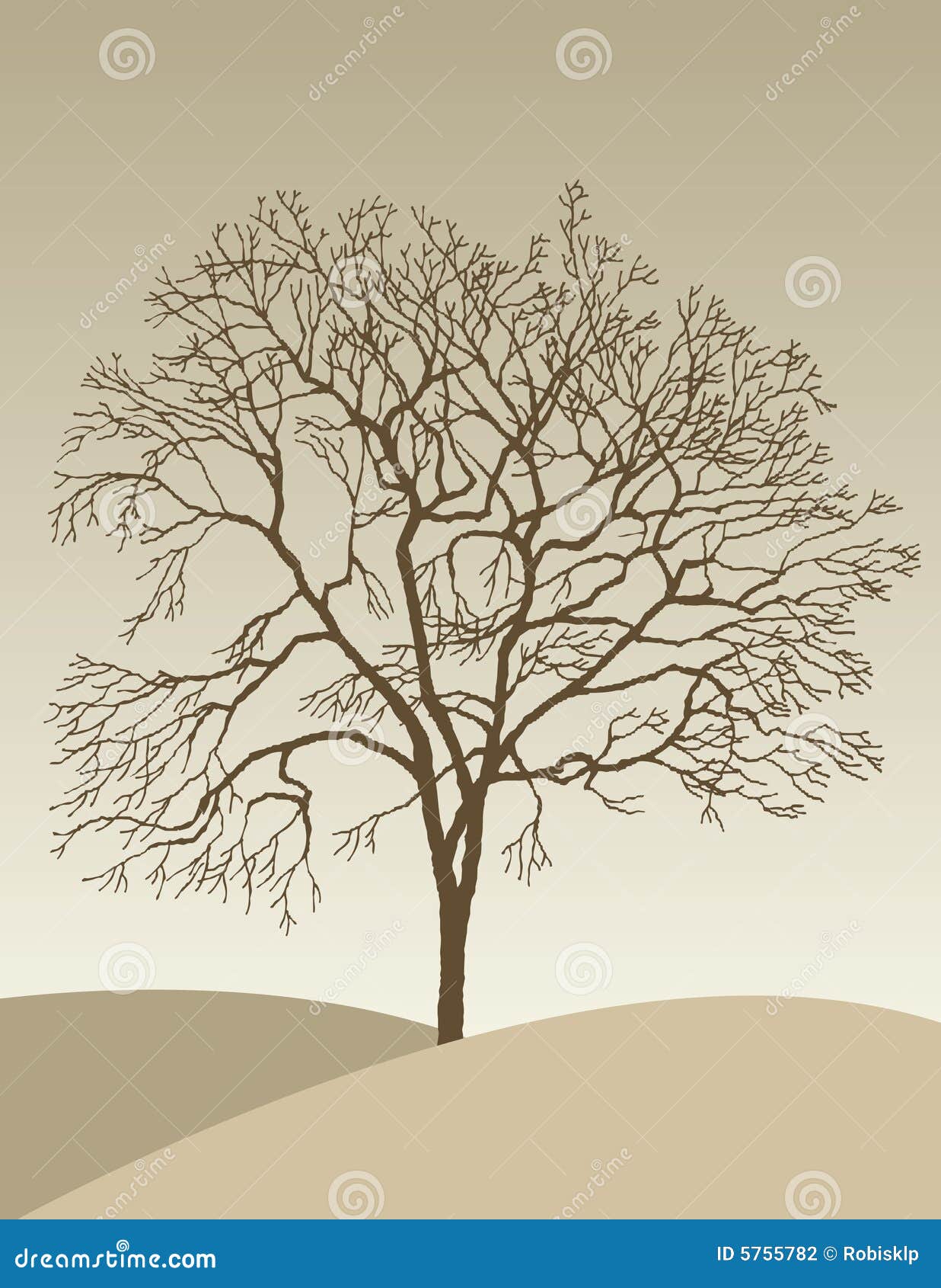 Lonely autumn tree stock vector. Illustration of artistic - 5755782