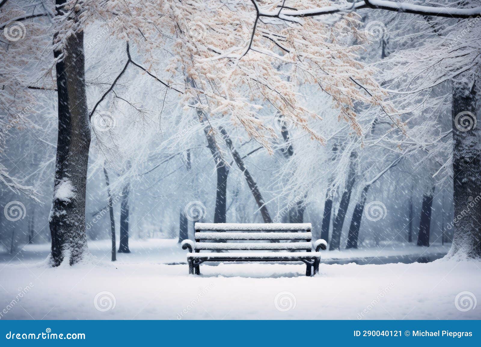 A Lonely Bench in a Calm Winter Landscape Stock Illustration ...