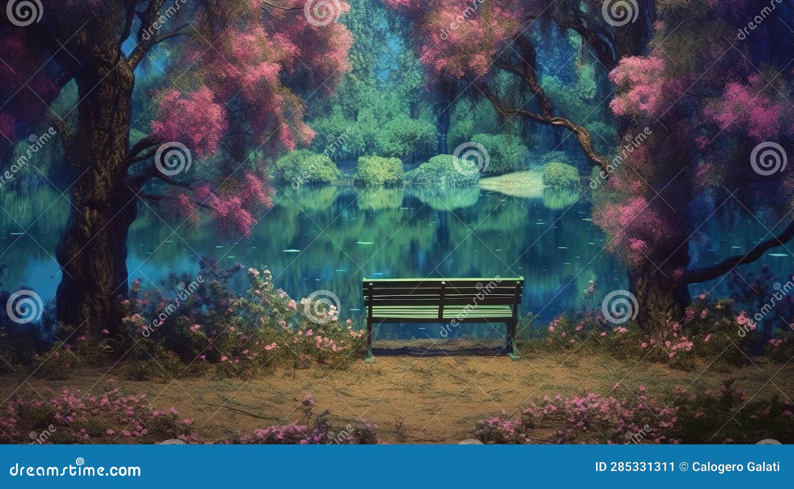 A Lonely Bench At A Lake In A Sad Inspired Artstyle, Ai Generated Image ...