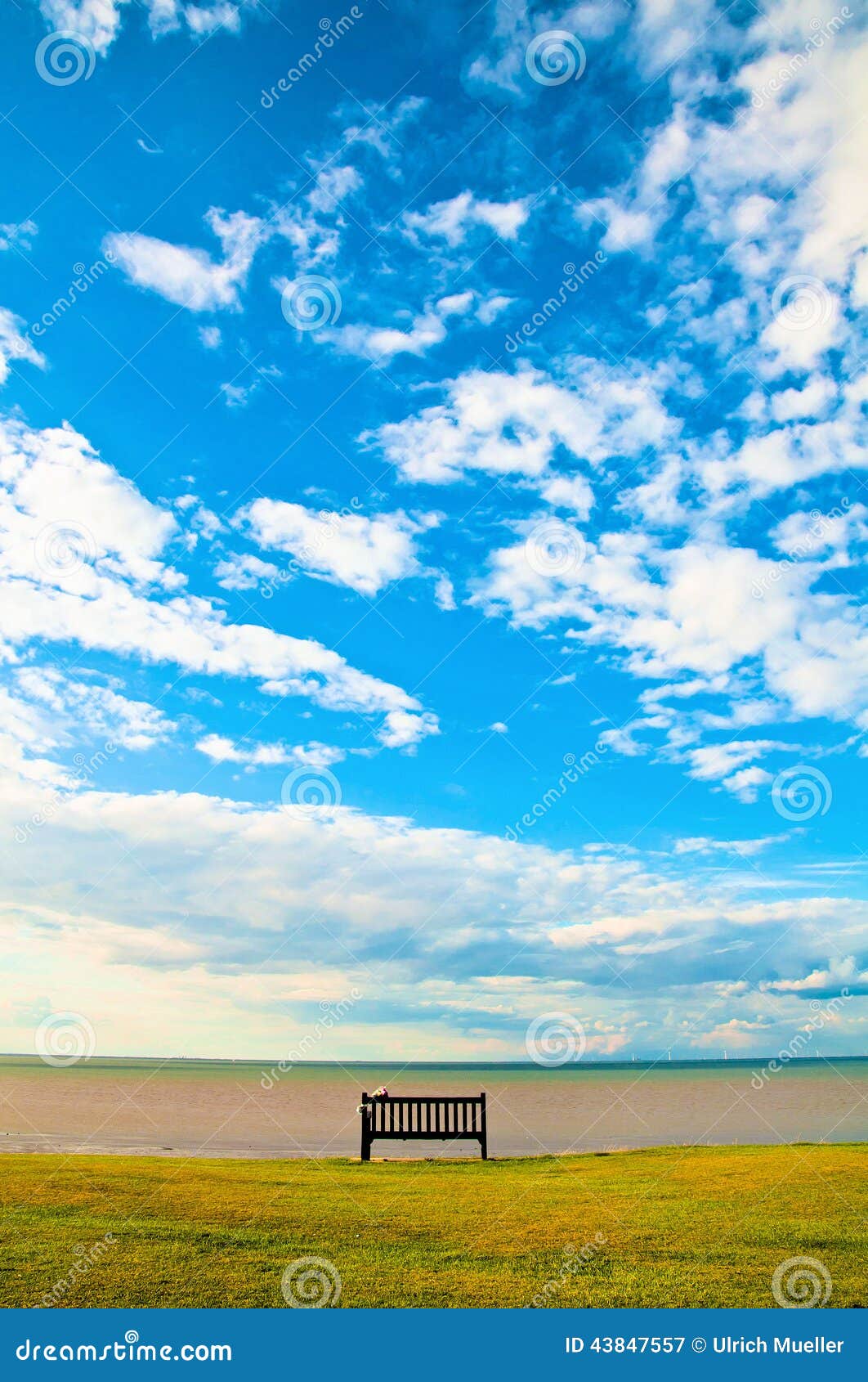 Lonely bench on the sea stock image. Image of peace, relax - 43847557