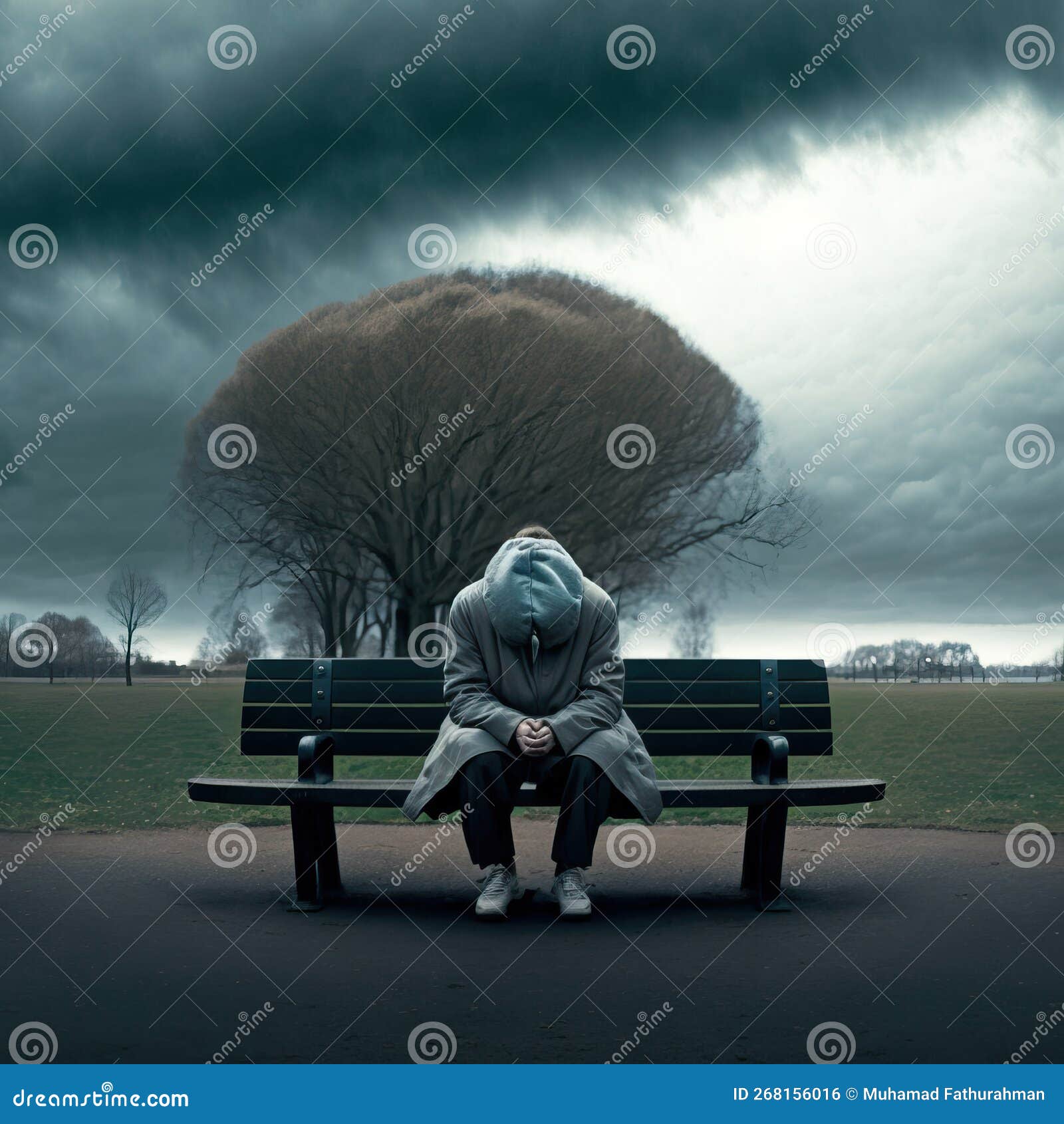 The Lonely Bench: a Study in Solitude Stock Illustration - Illustration ...