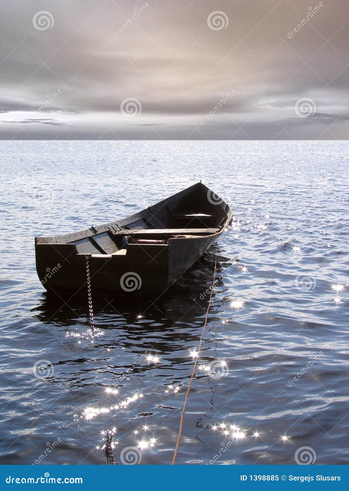 Lonely boat stock image. Image of sunrise, summer, attached - 1398885