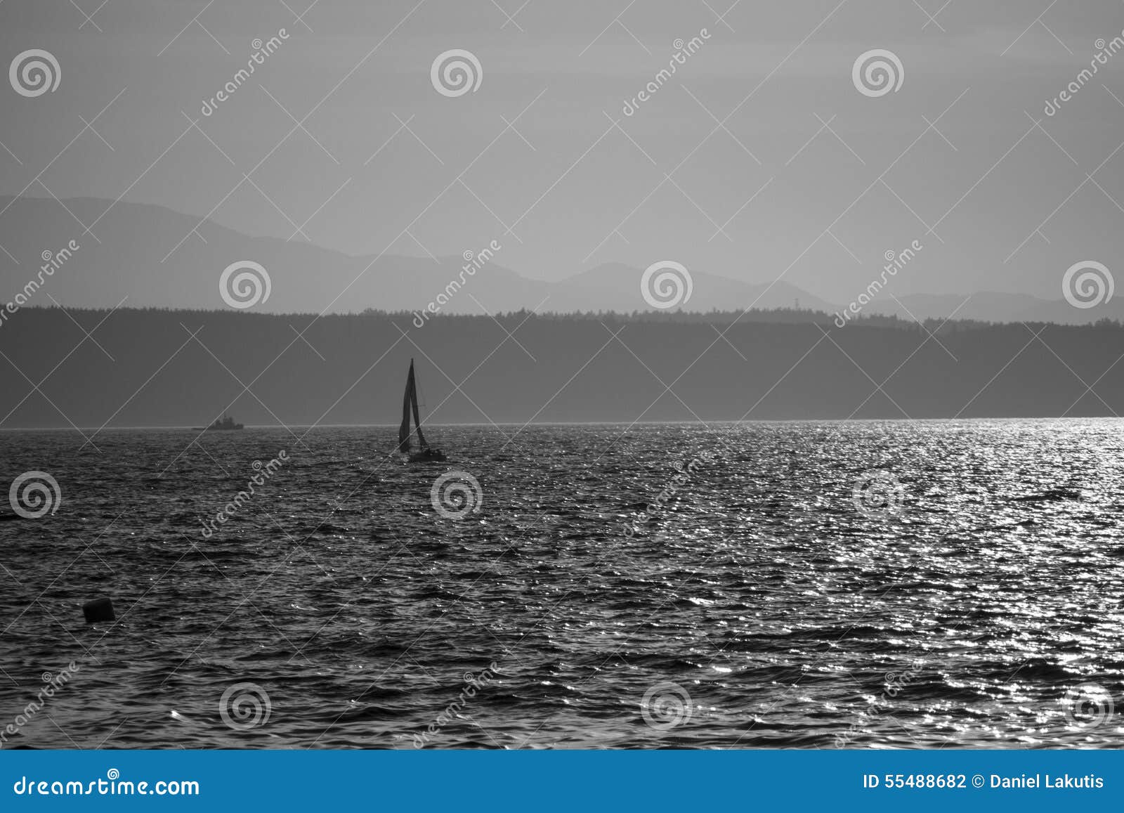Lonely Boat (Grayscale) stock photo. Image of puget, lonely - 55488682
