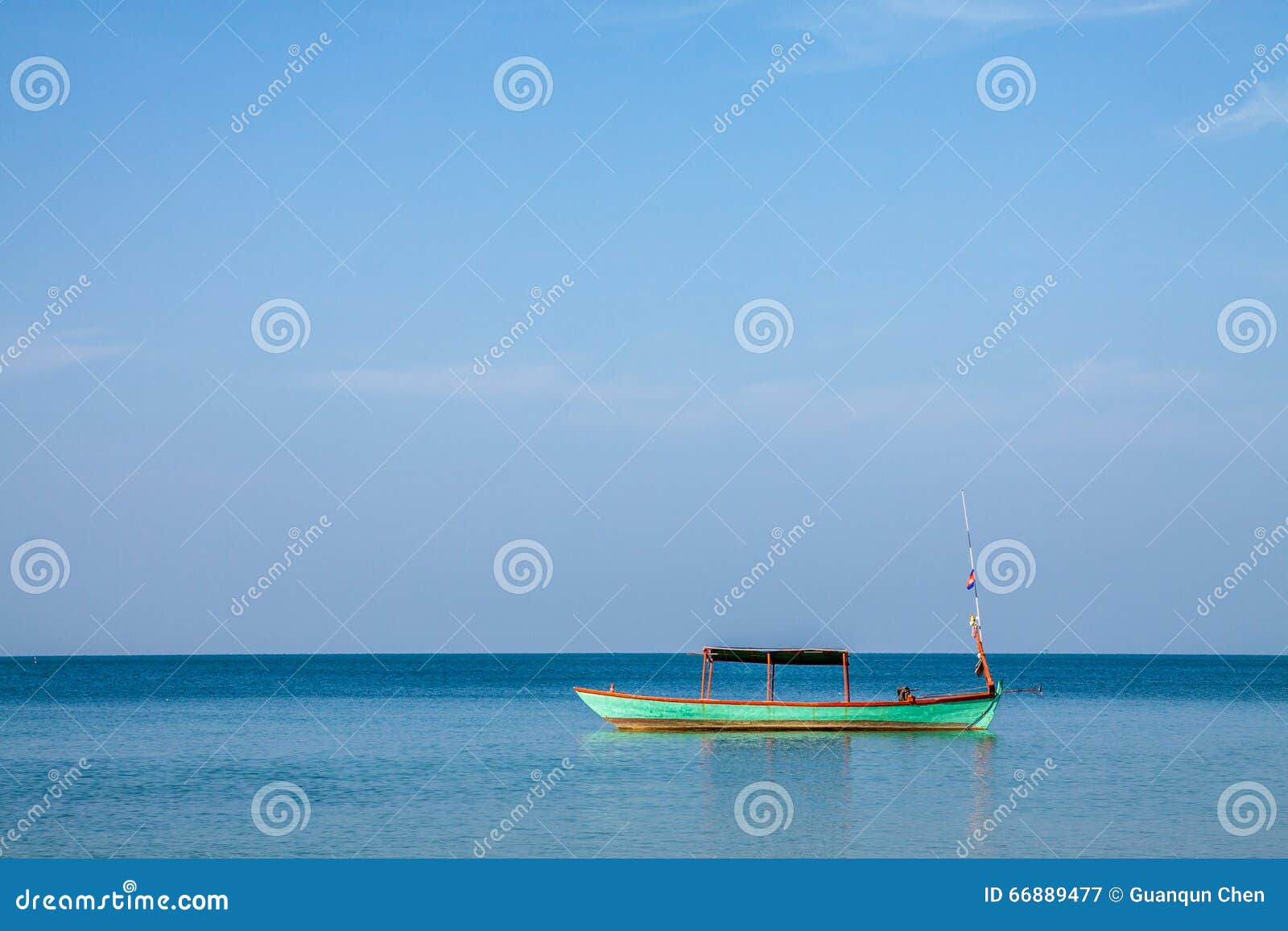 Lonely boat in the sea stock image. Image of seascape - 66889477
