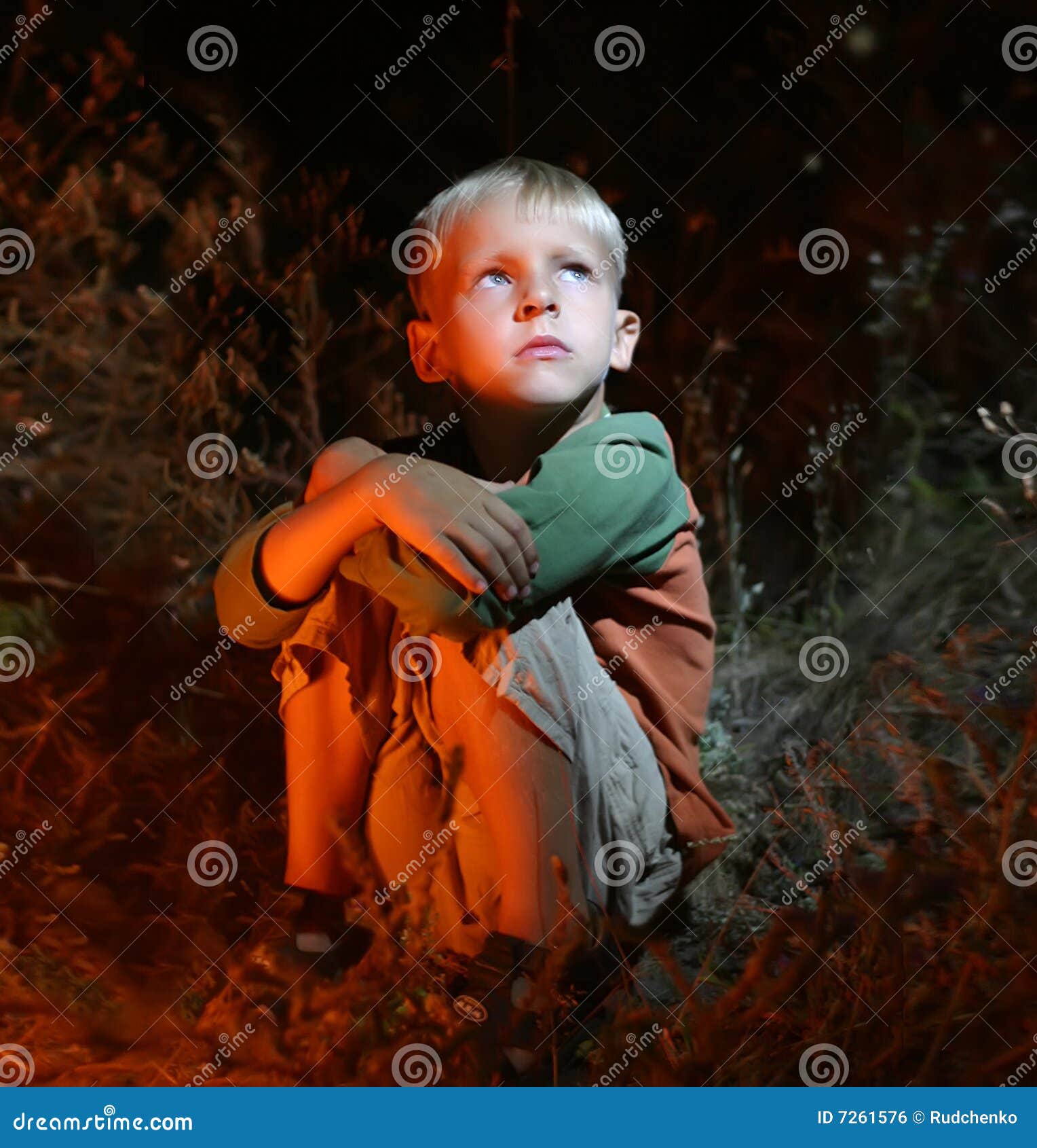 Lonely boy in the dark stock photo. Image of lonely, waif - 7261576