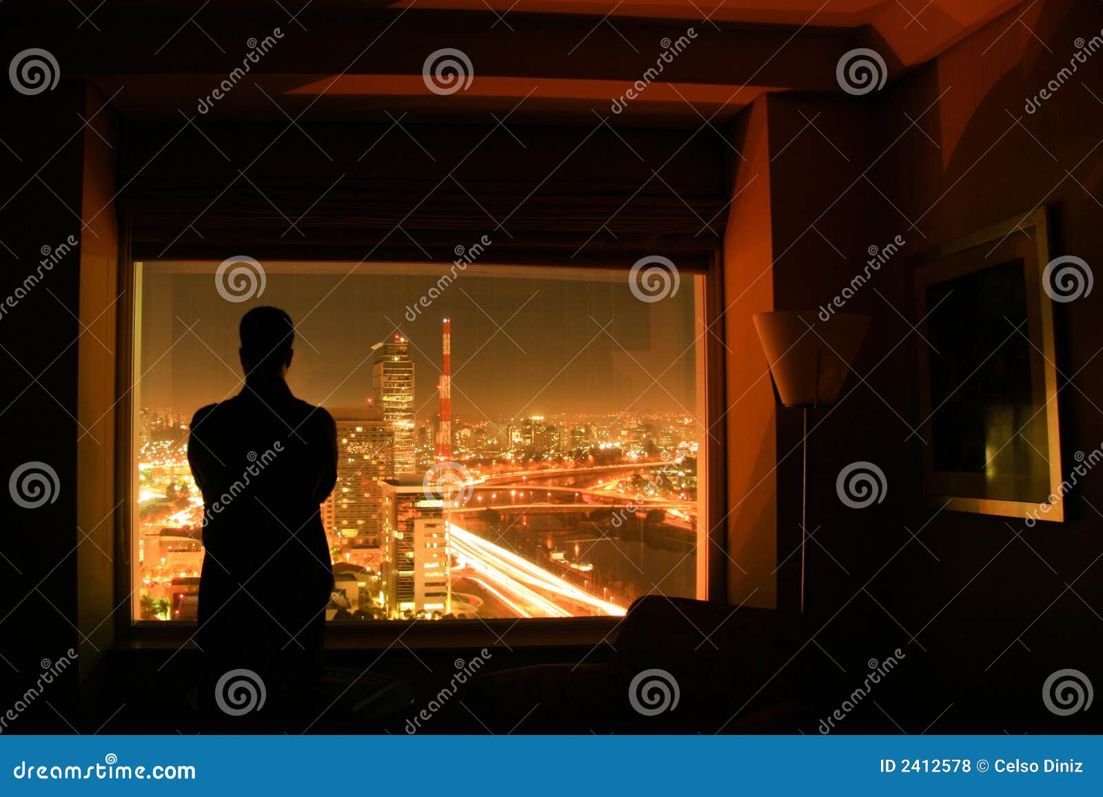Silhouette of Man at Window Stock Photo - Image of window, lonely: 2412578