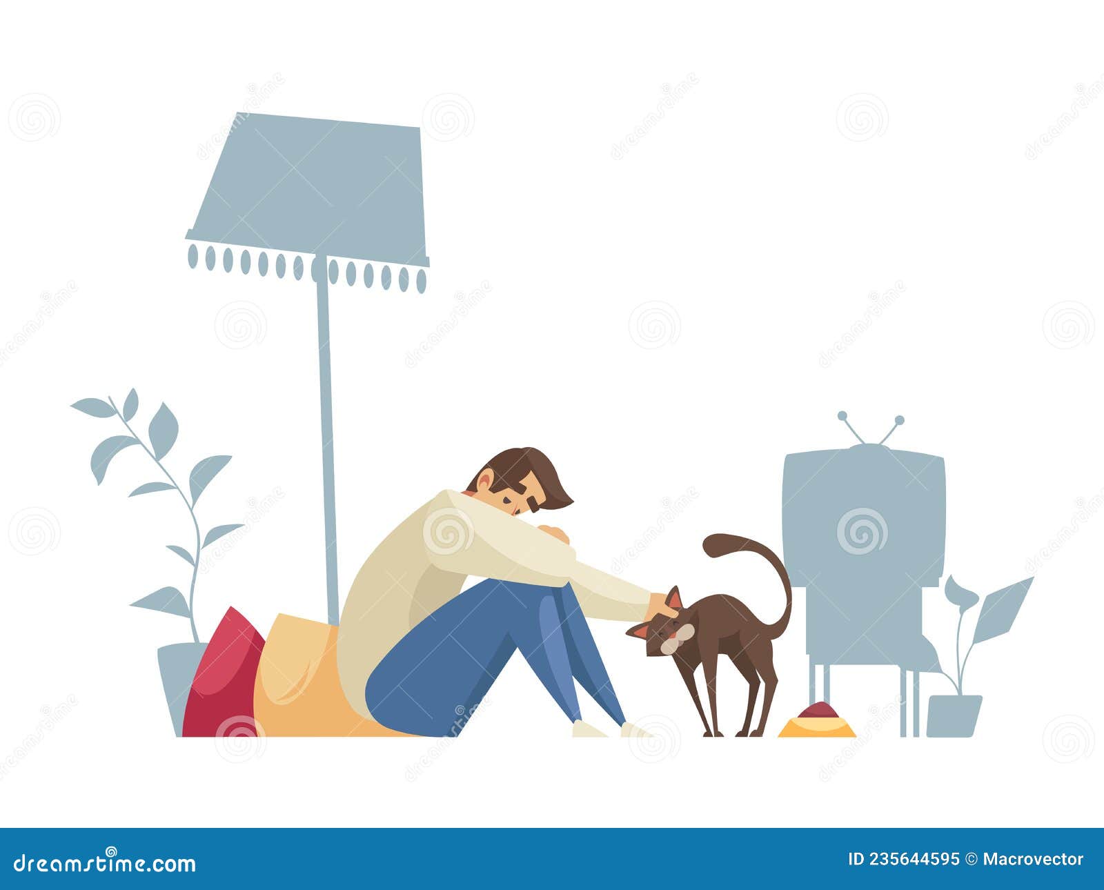 Lonely with Cat Composition Stock Vector - Illustration of lonely ...