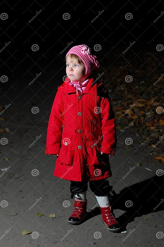 The Lonely Child in the Dark.Dramatic Light Stock Image - Image of ...
