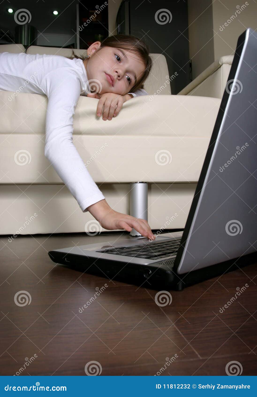 Lonely child in home stock photo. Image of leather, computer - 11812232