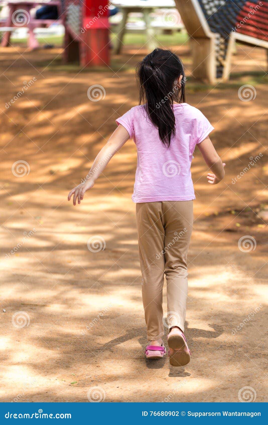 Lonely Child in Playground from Rear View Stock Photo - Image of child ...