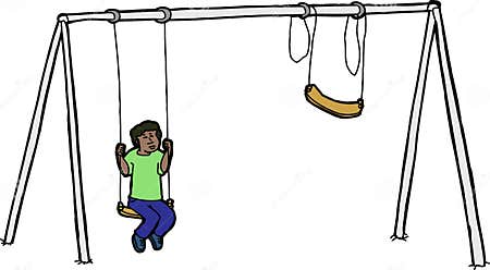 Lonely Child on Swing Set stock vector. Illustration of playground ...