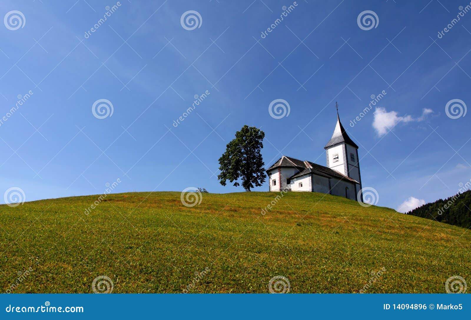 Lonely church on a hill stock photo. Image of peaceful - 14094896