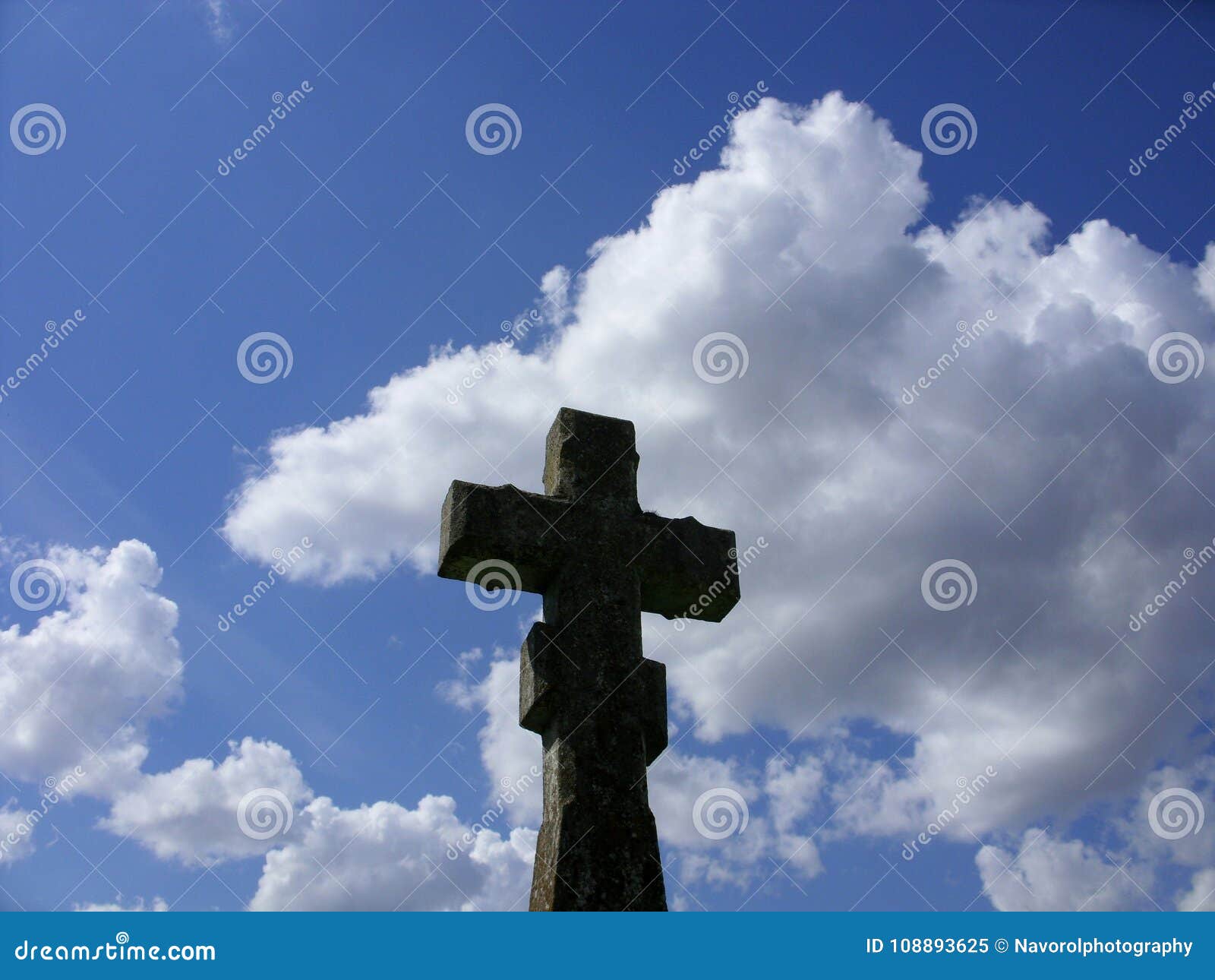 Lonely Cross Against Summer Sky Stock Image - Image of heaven, clouds ...