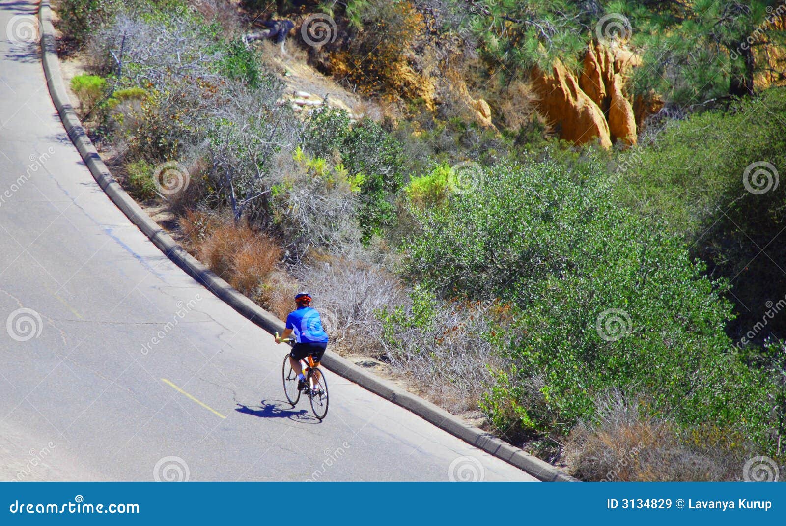 Lonely cyclist stock image. Image of trail, active, strive - 3134829