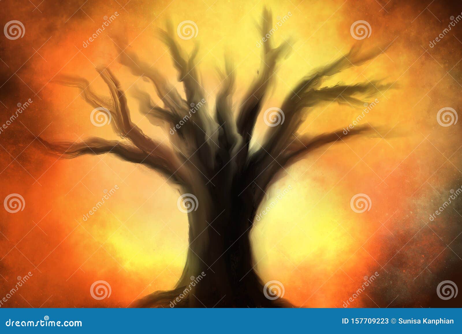 Tree On Fire Painting