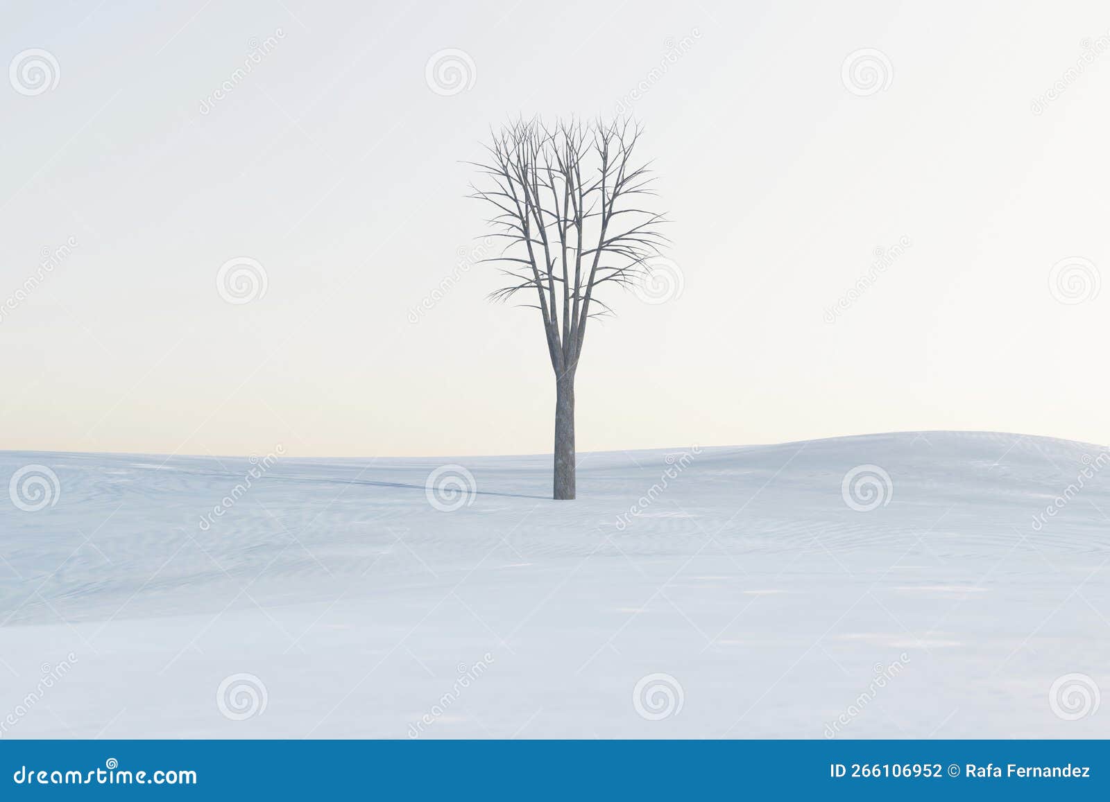 Lonely Dead Tree in the Winter Season. 3d Illustration Stock ...