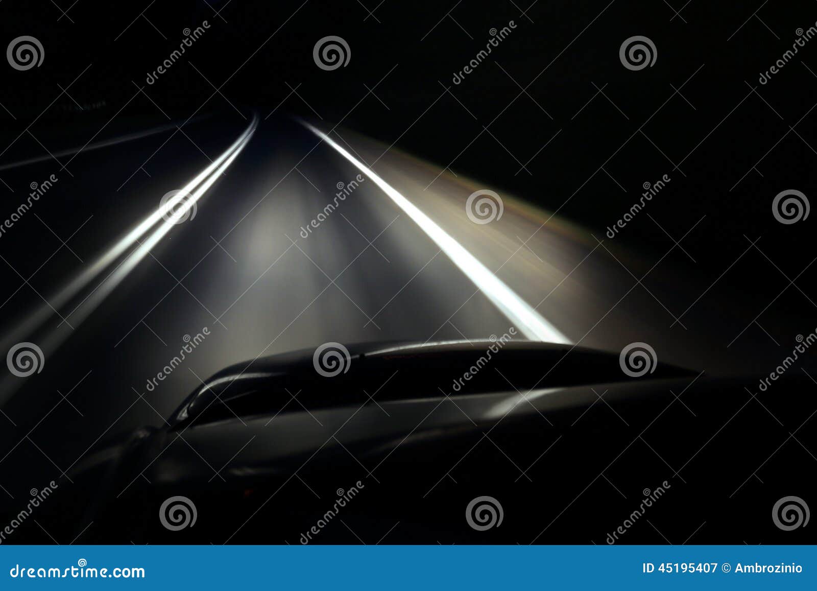 Lonely Driving a Car at Night Stock Image - Image of mirror, lights ...