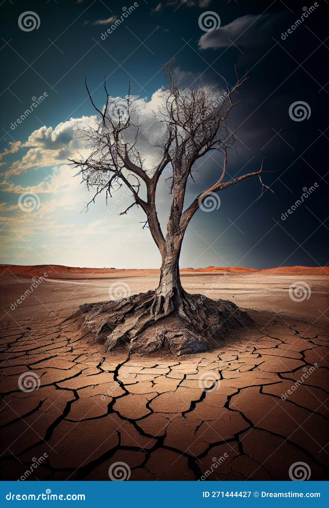 Lonely Dry Tree in the Desert. AI Generated Stock Illustration ...