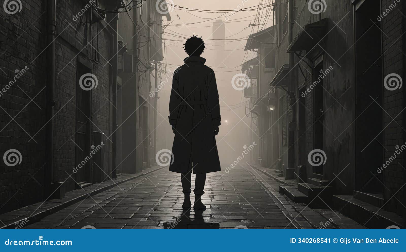 Misty Anime Mountains With Winding Trails And Ancient Shrines Stock ...