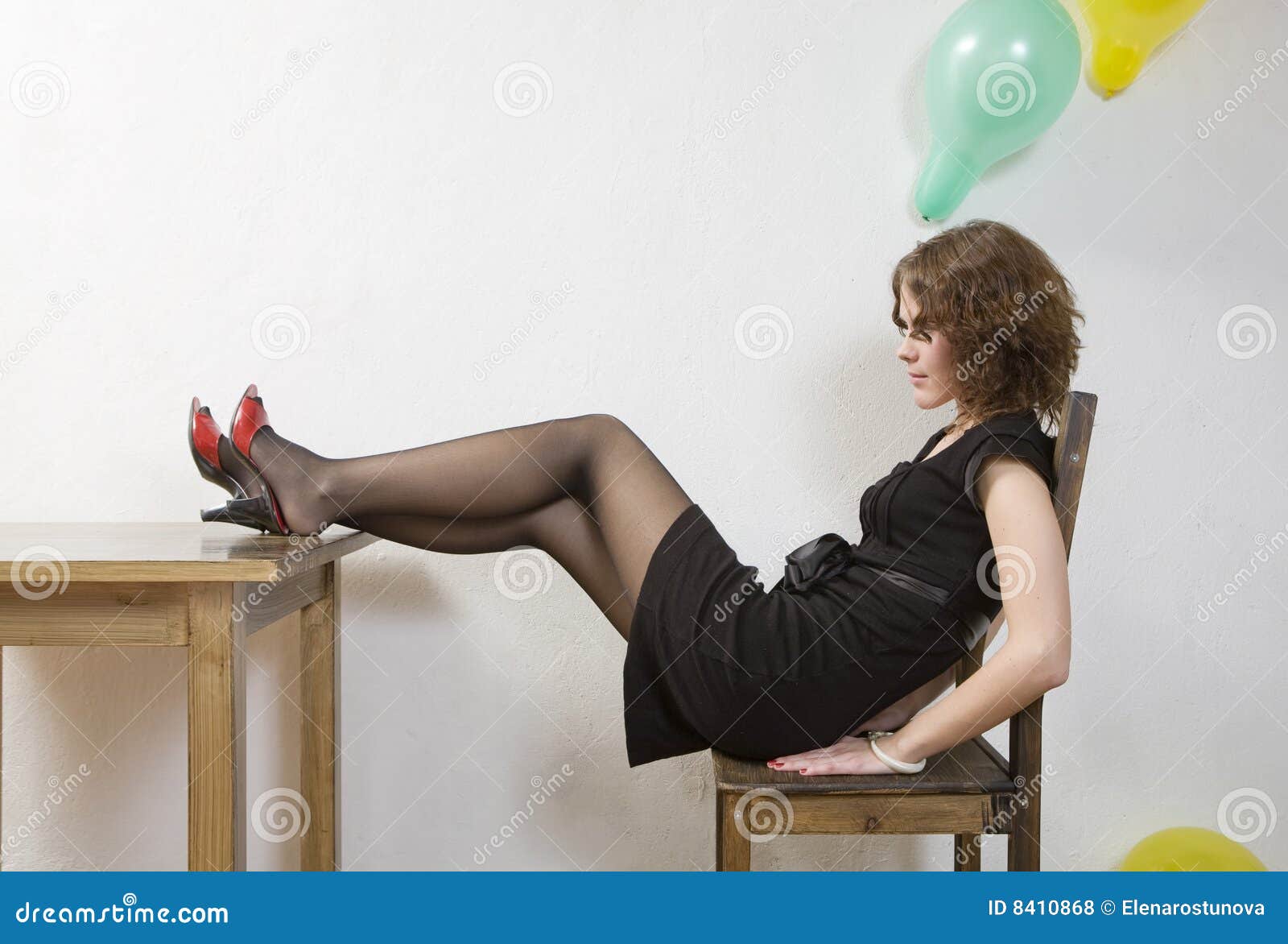 Lonely Girl Sitting on Chair in Empty Room Stock Photo - Image of curl ...