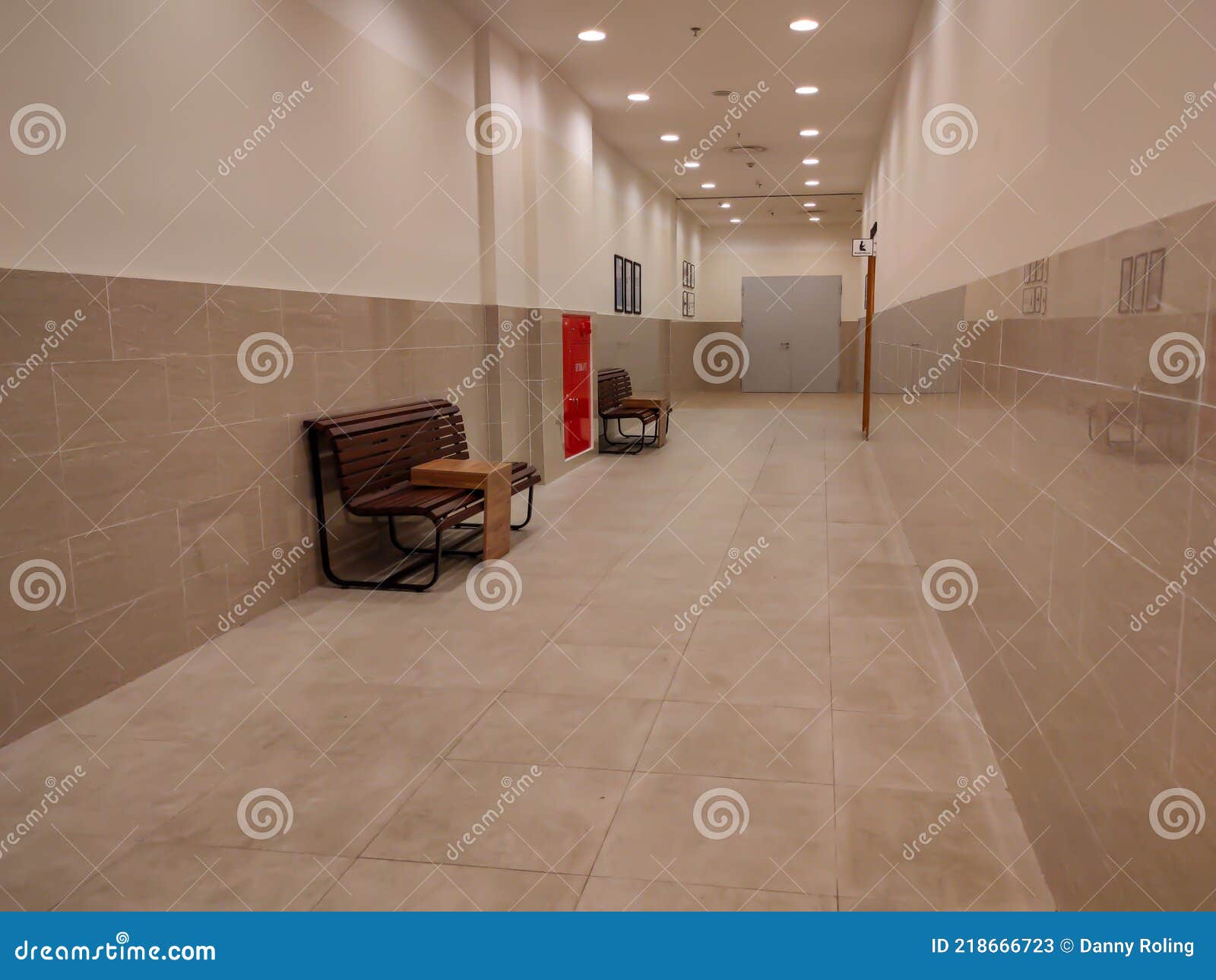 Lonely Hallway in an Office Building Stock Image - Image of hardwood ...