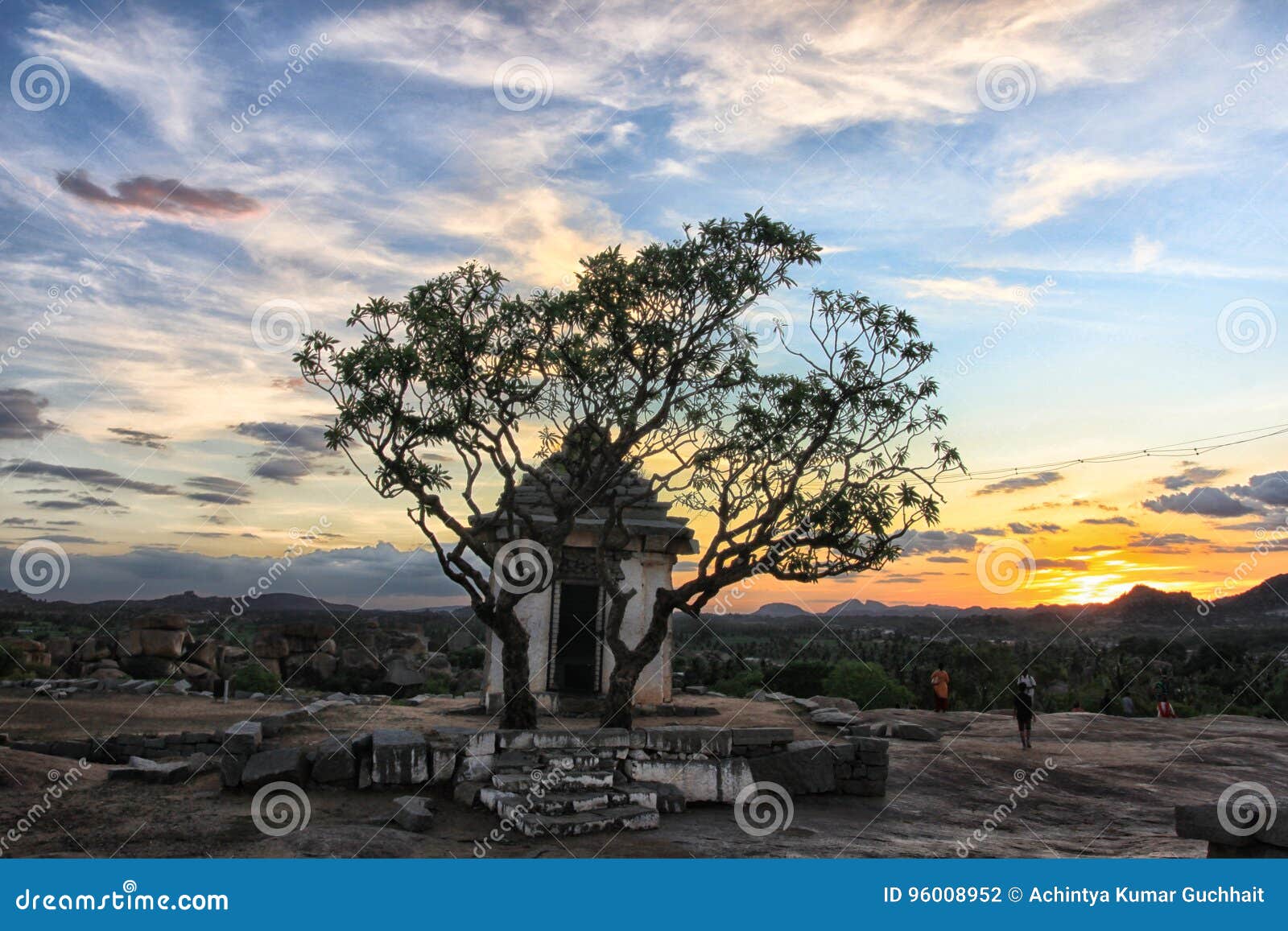 Lonely Hanuman Temple at Sunset Point, Hampi Stock Photo - Image of ...