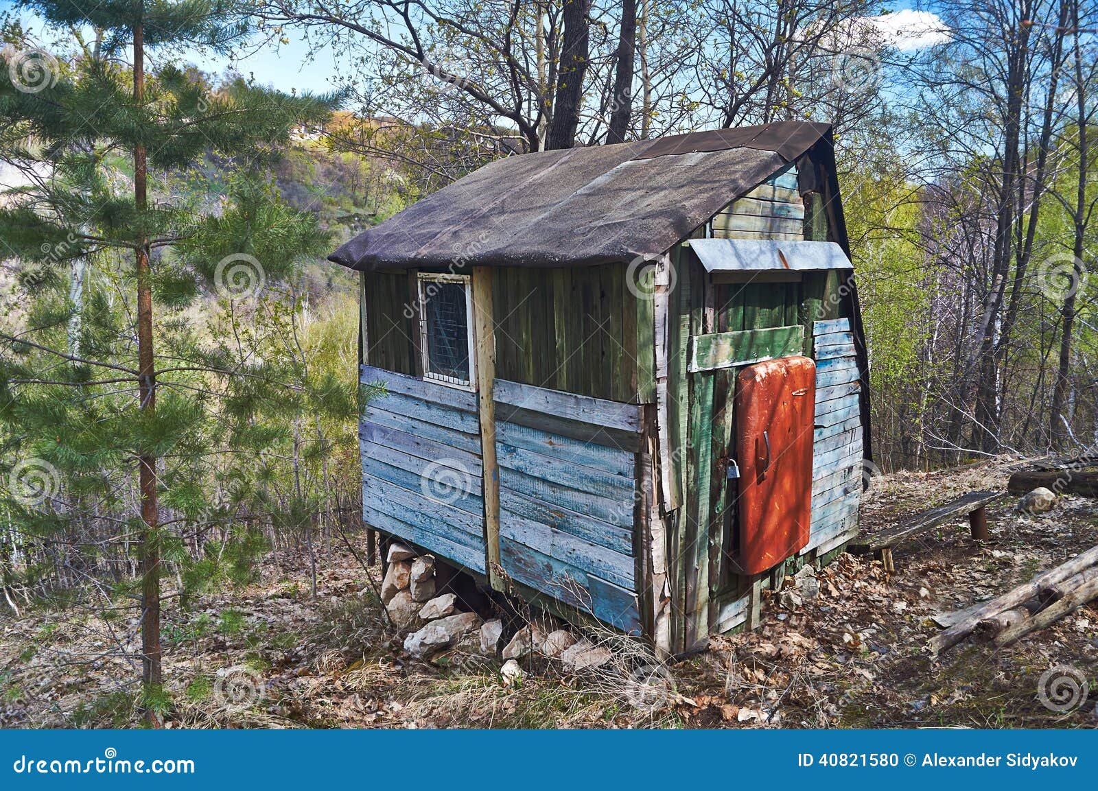 Lonely Hermit Hut on the Forest. Stock Photo - Image of interior ...