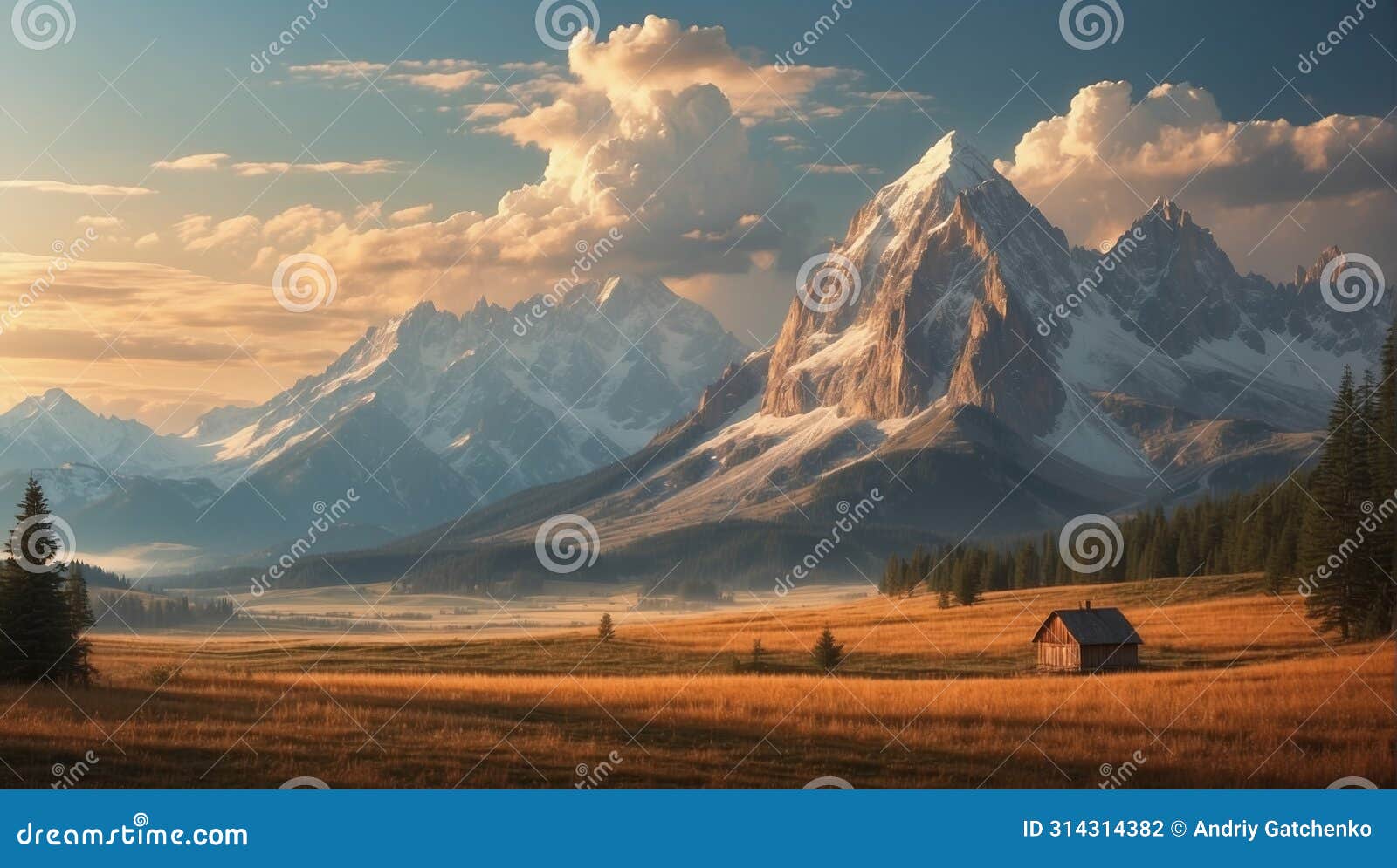 Lonely House on the Prairie Against the Background of a Coniferous ...