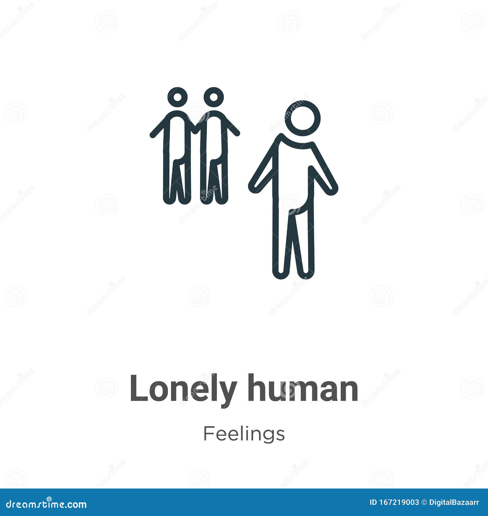 Lonely Human Outline Vector Icon Thin Line Black Lonely Human Icon