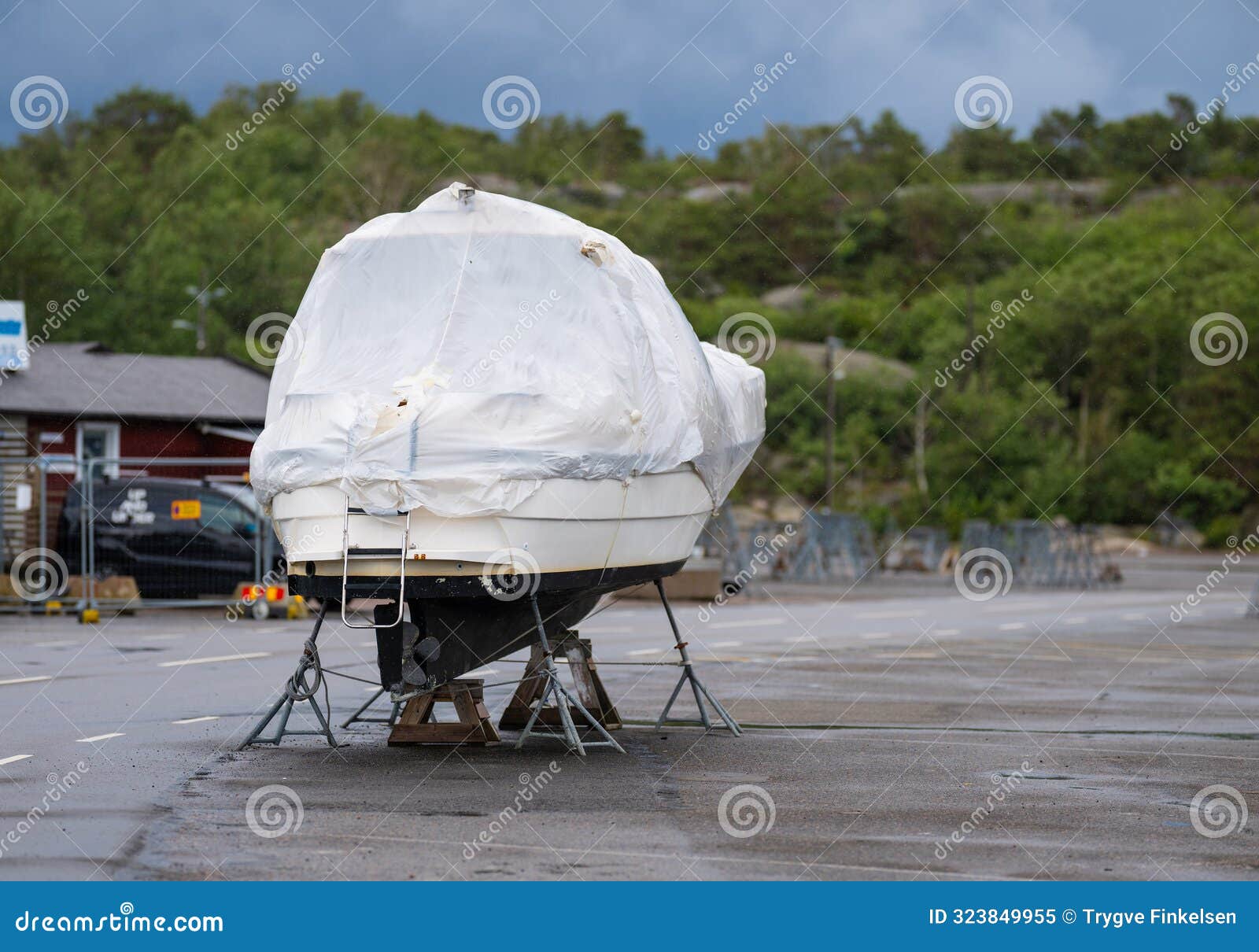Lonely Laid Up Boat at a Marina Lay Up Site.. Stock Image - Image of ...