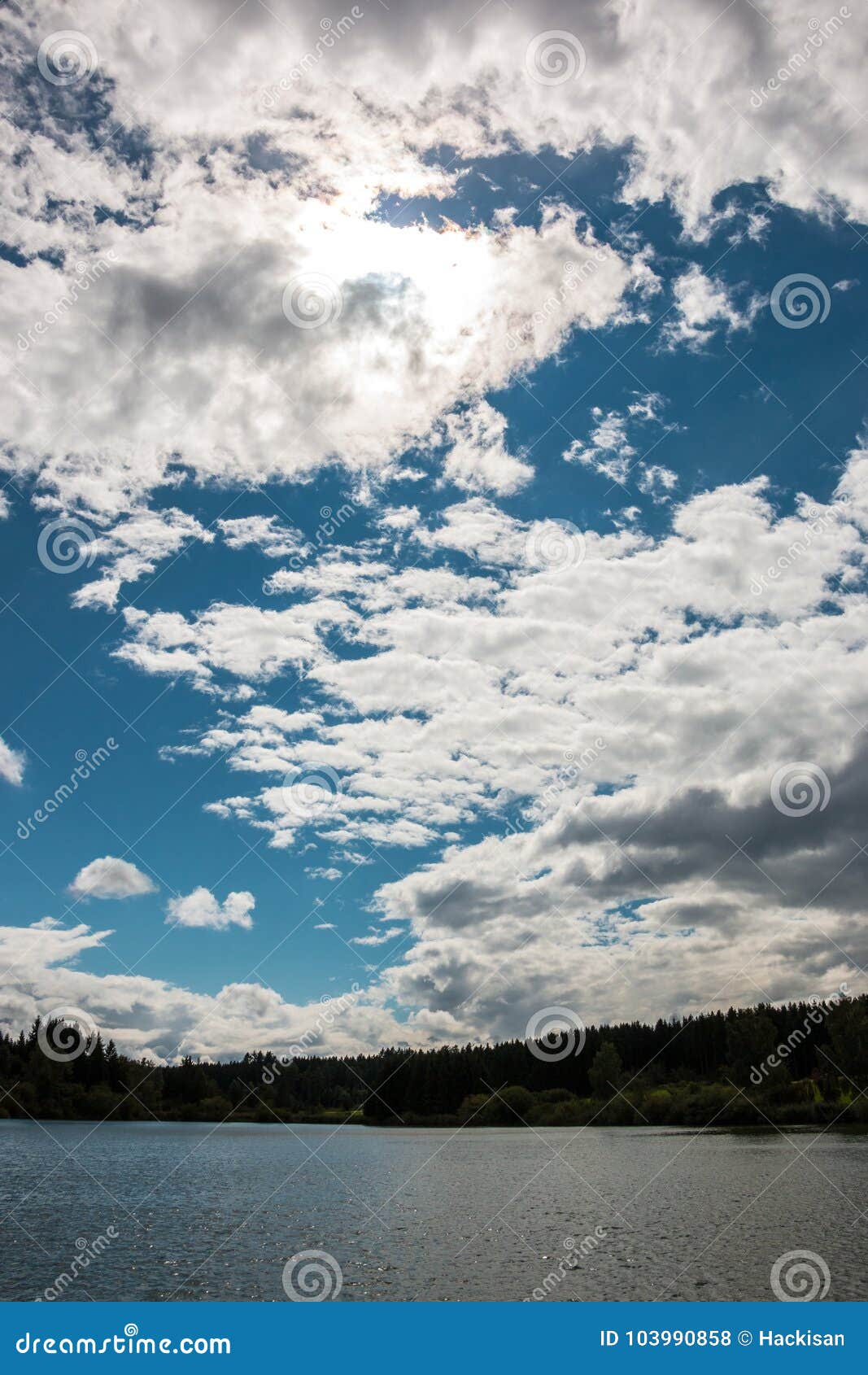 Lonely lake and blue sky stock photo. Image of climate - 103990858