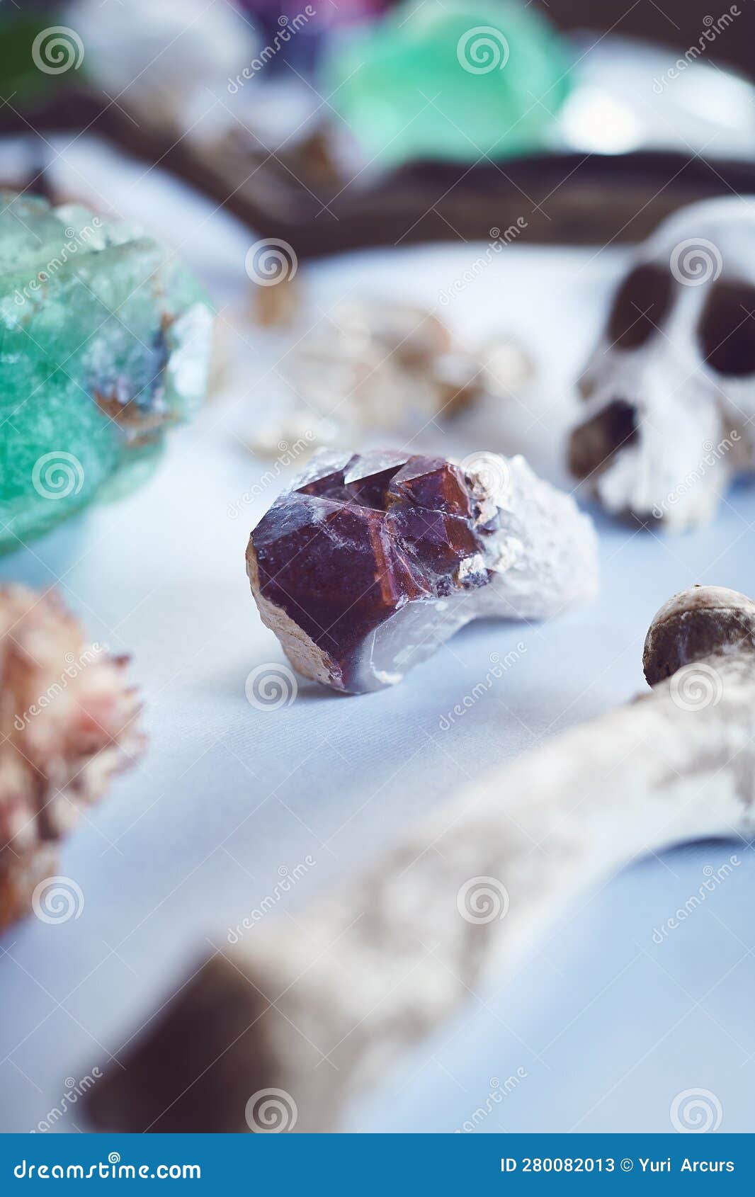 Lonely Little Crystal. High Angle Shot of a Table Filled with Different ...