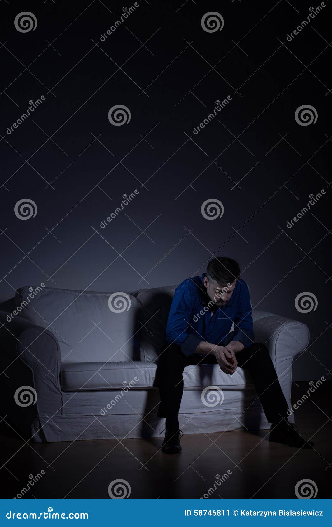 Lonely Man in Empty Apartment Stock Image - Image of melancholic, room ...