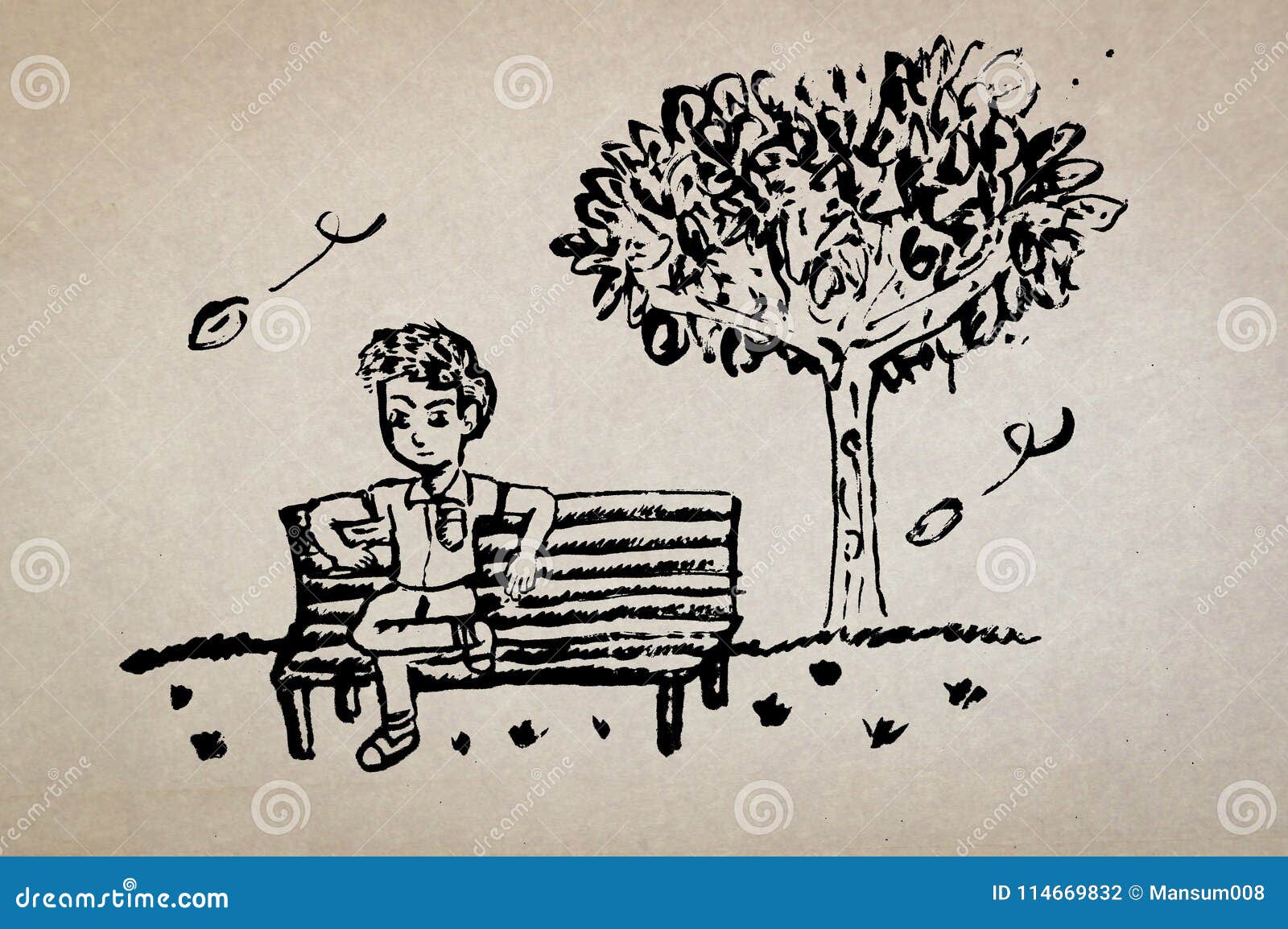 Lonely Man in Garden Cartoon Stock Illustration - Illustration of paint ...