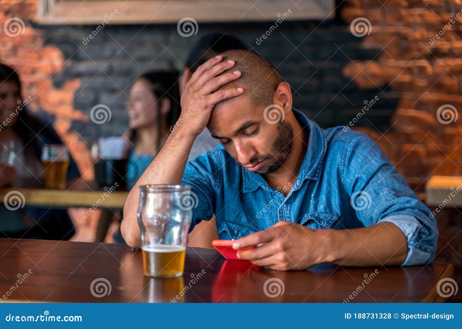 A Lonely Man Sitting at the Bar Stock Photo - Image of beverage, drunk ...