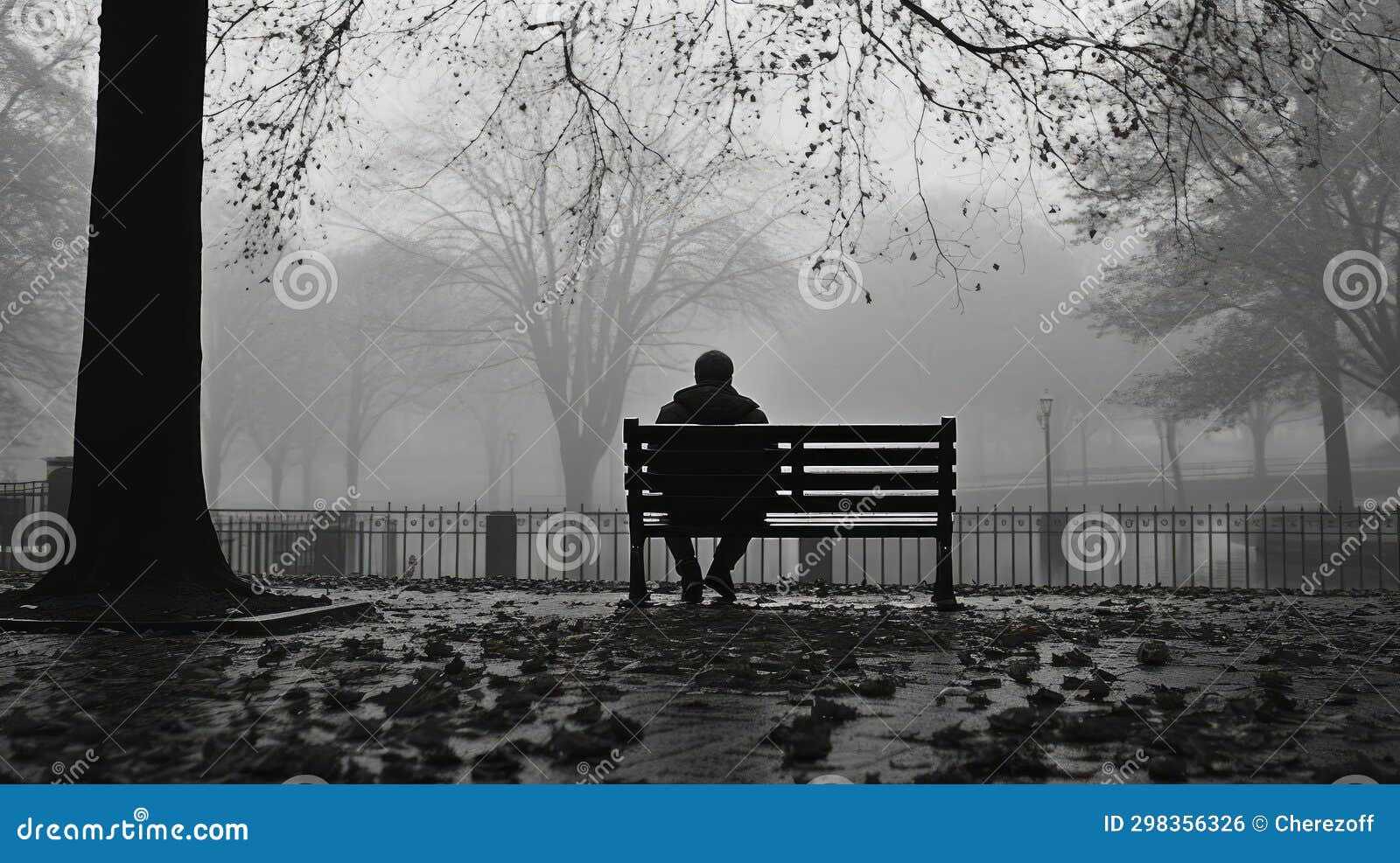 Lonely Man Sitting on Bench Stock Photo - Image of fall, retirement ...
