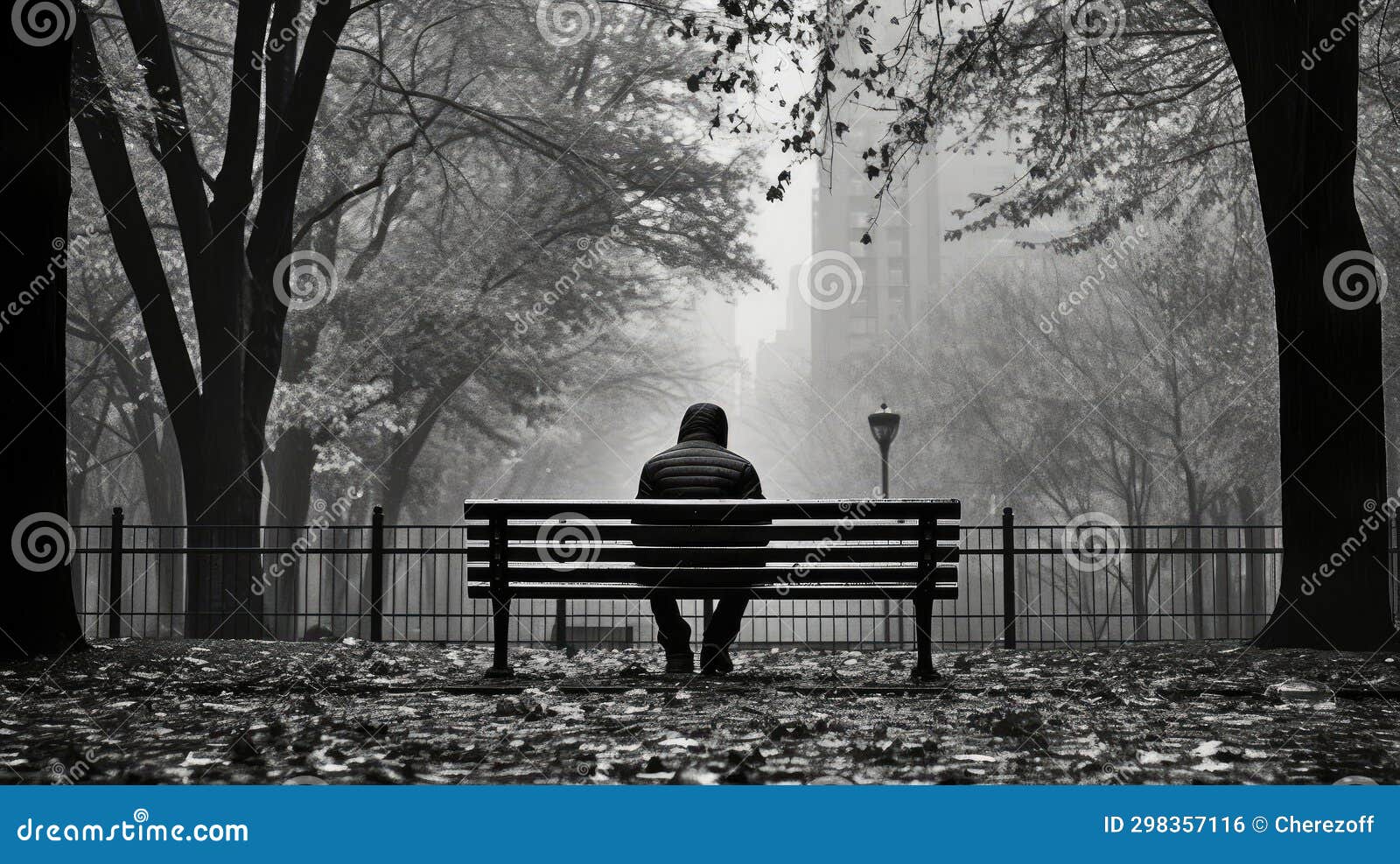 Lonely Man Sitting on Bench Stock Photo - Image of path, lonely: 298357116