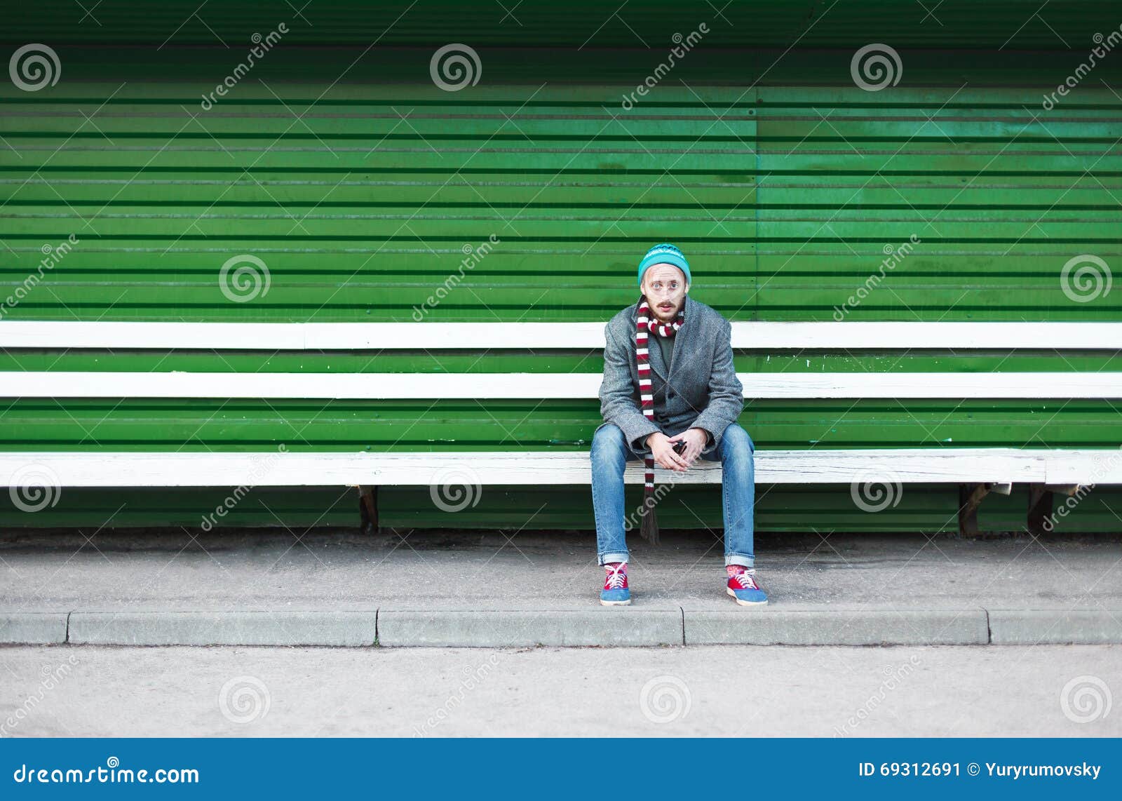 Lonely Man Sitting on a Bench Stock Image - Image of leisure, portrait ...