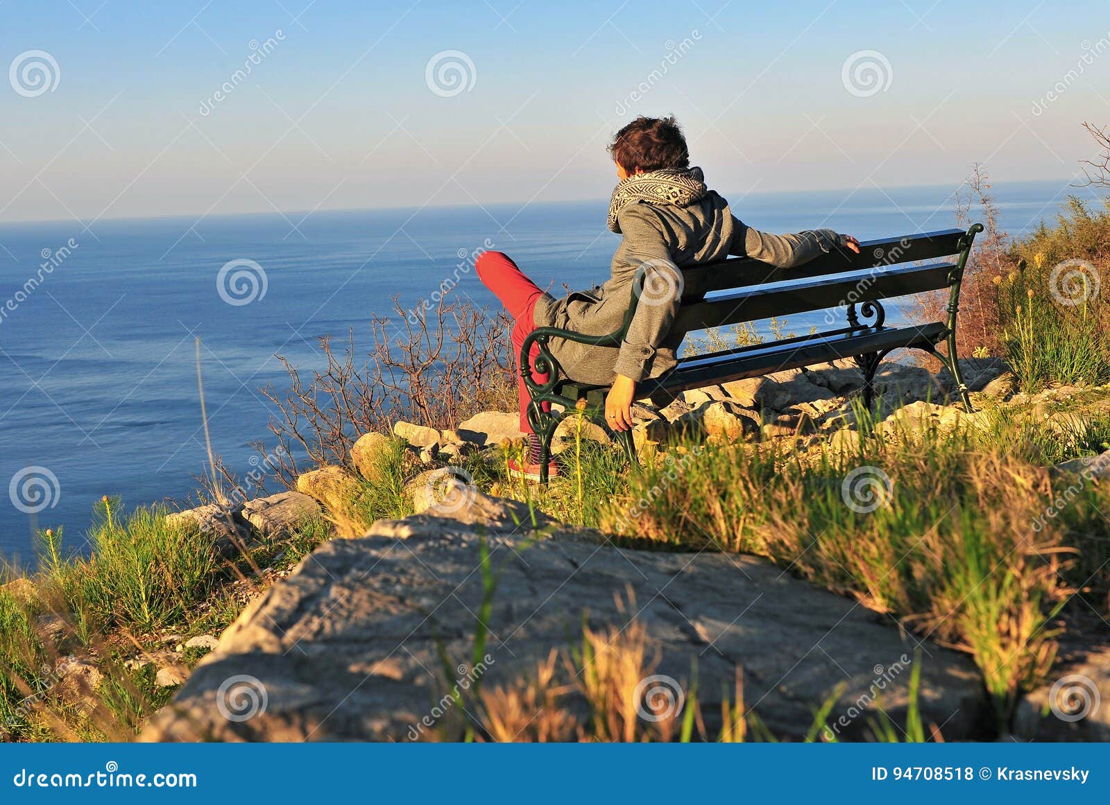 Lonely Man Sitting at the Seaside Stock Photo - Image of travel, relax ...