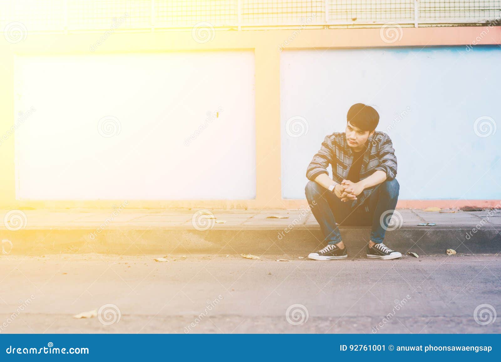 Lonely Man Sitting on the Street Stock Image - Image of grunge, people ...