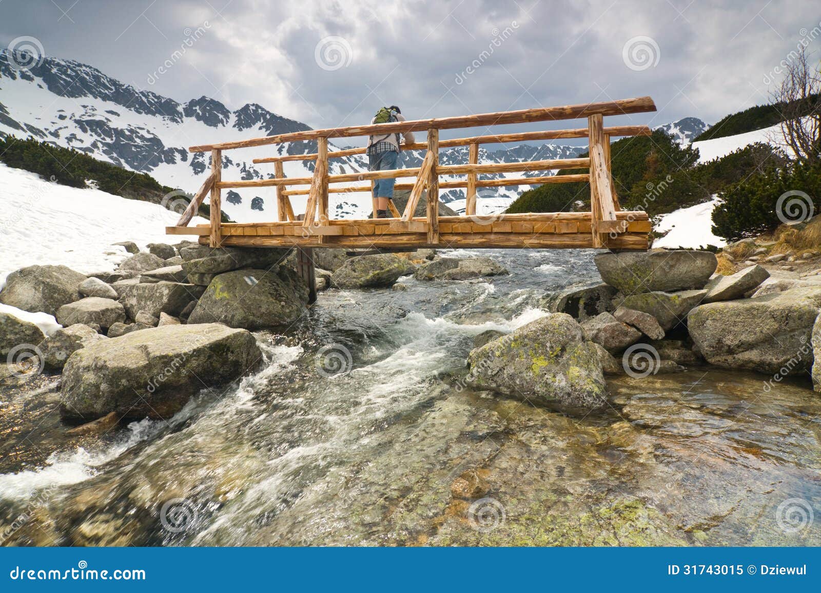 A Lonely Man on a Wooden Bridge Editorial Image - Image of railing ...