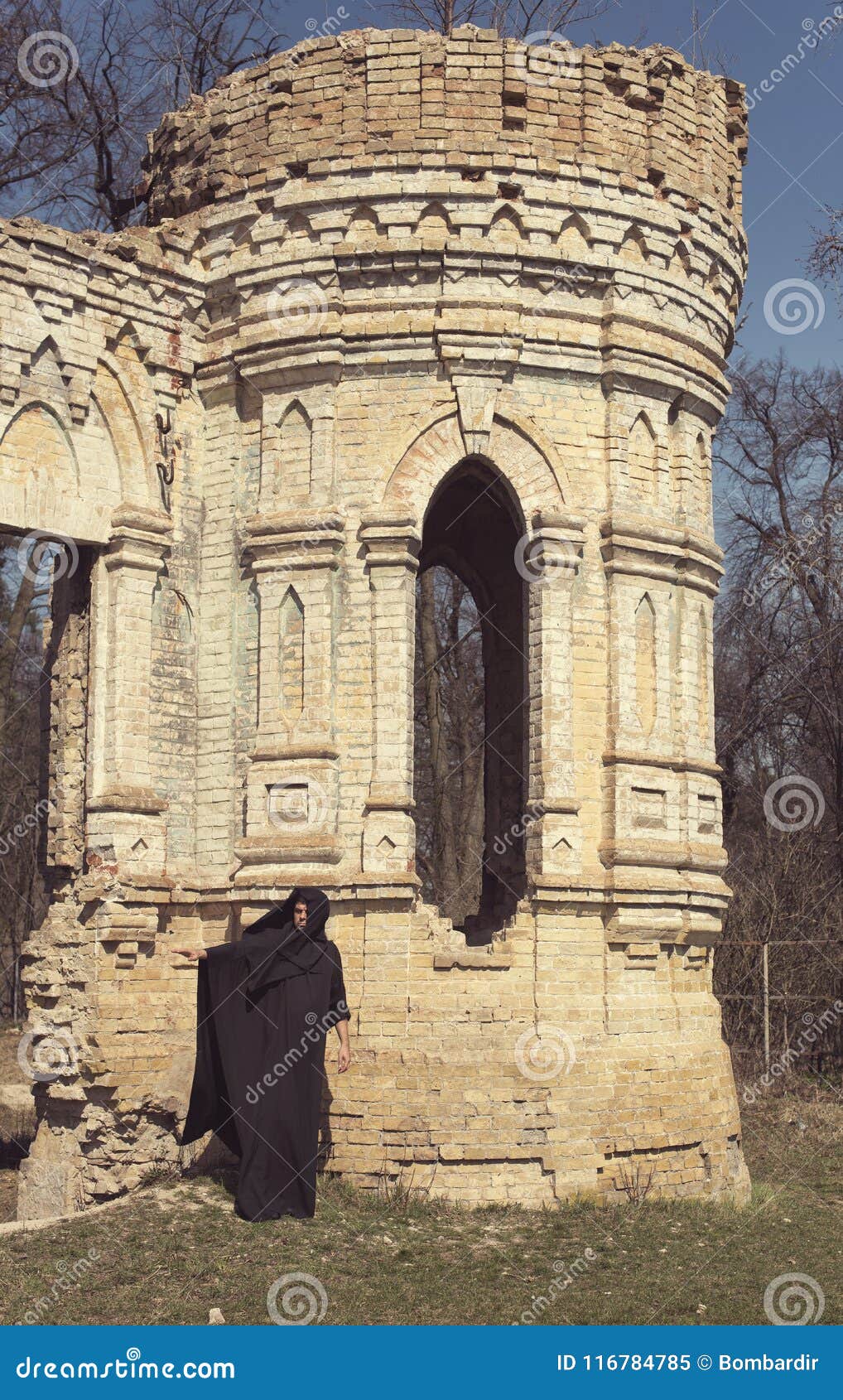 A Lonely Monk In An Abandoned Old Castle Royalty-Free Stock Image ...