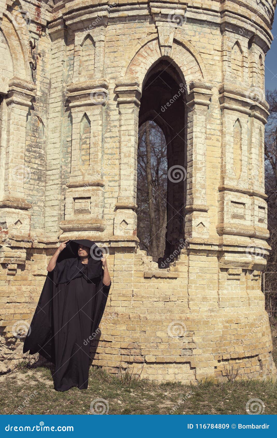 A Lonely Monk In An Abandoned Old Castle Royalty-Free Stock Image ...