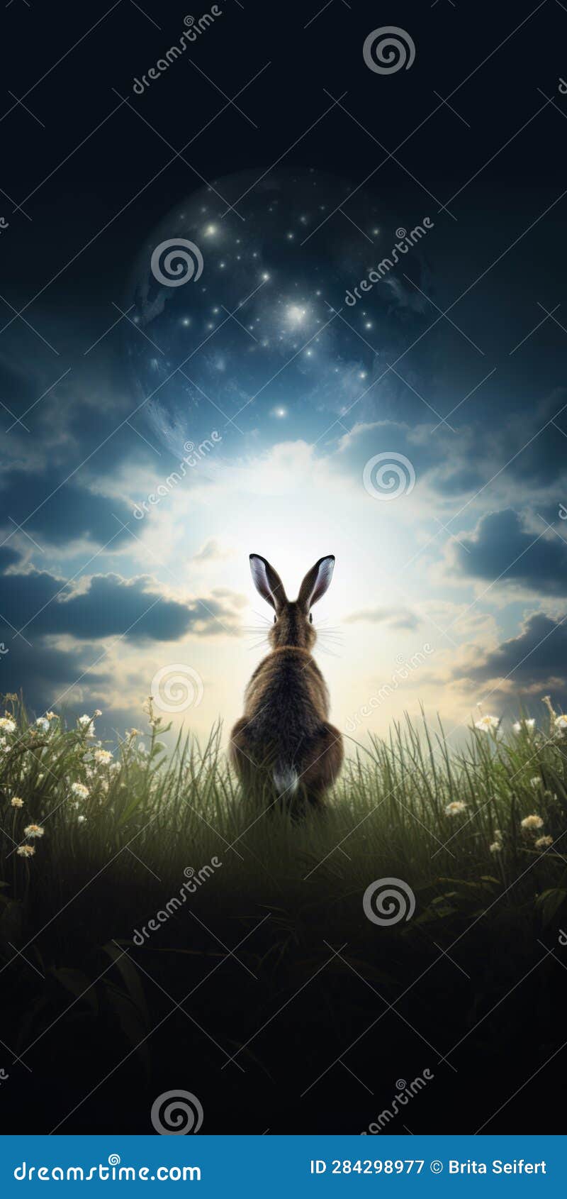 A Lonely Rabbit in the Magic Hour with Mystical Light. Generative AI ...