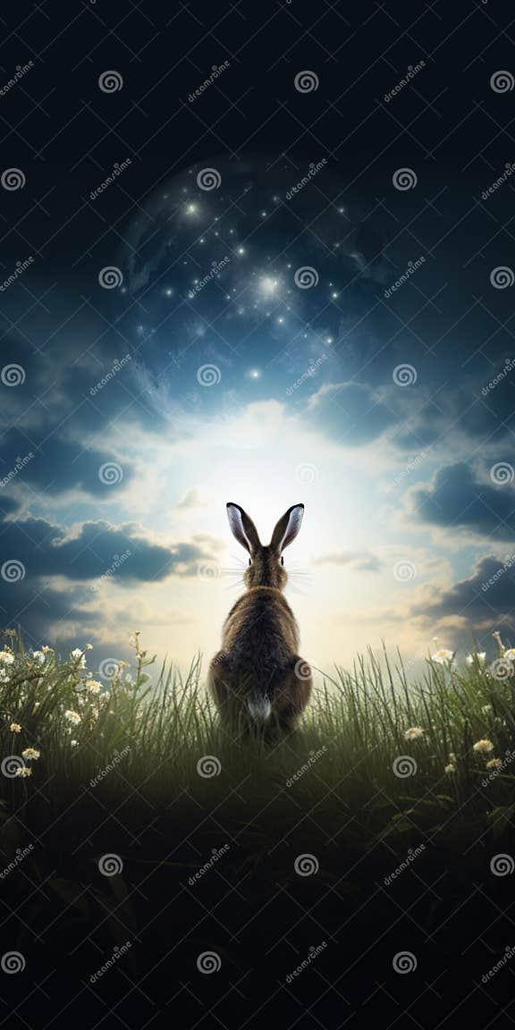 A Lonely Rabbit in the Magic Hour with Mystical Light. Generative AI ...