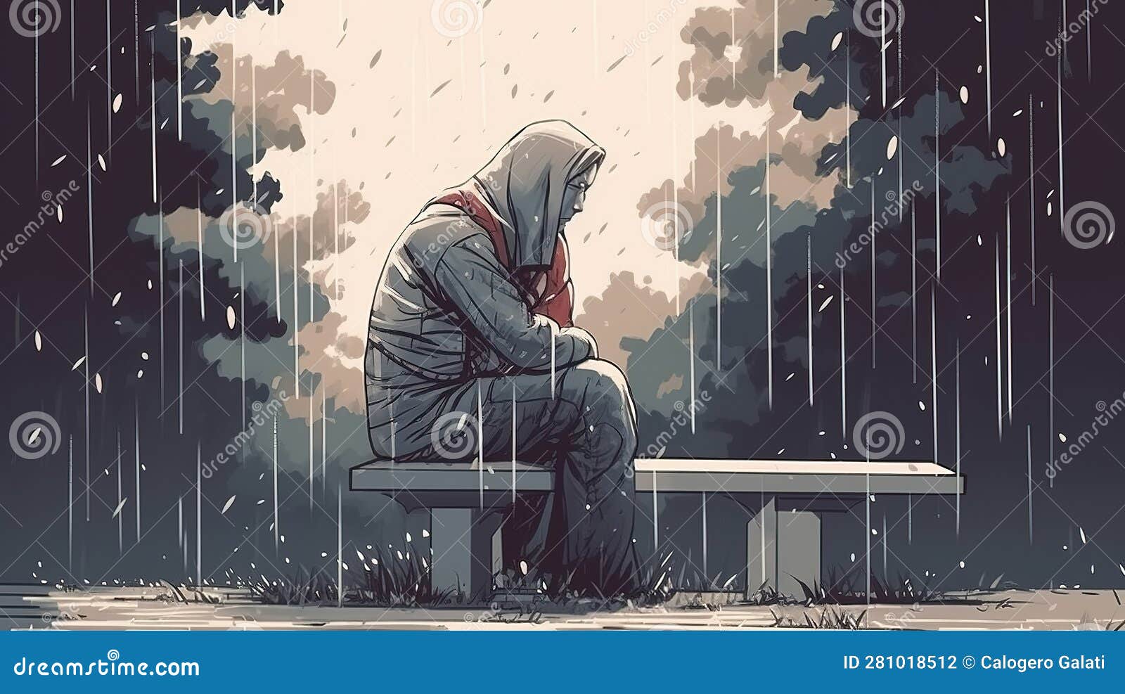 A Lonely Sad Person Has Lost Everything in War, Memorial Unhappy ...