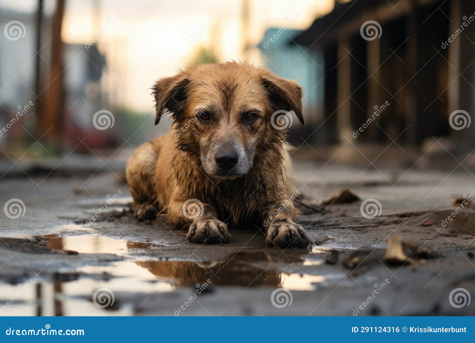Lonely Street Dog Sit Outside Stock Illustration - Illustration of ...